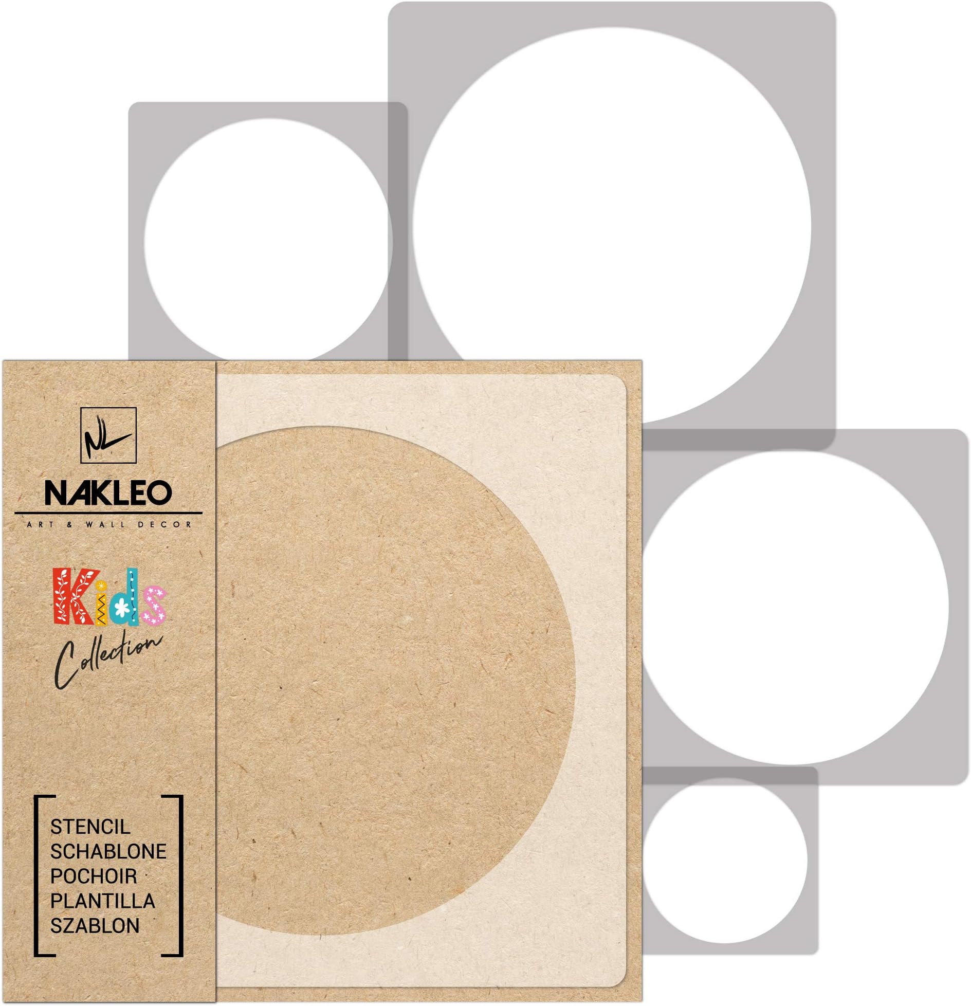 NAKLEO 5 pcs Reusable Plastic Stencils - Circle Dot Geometric - 34x34cm ...
