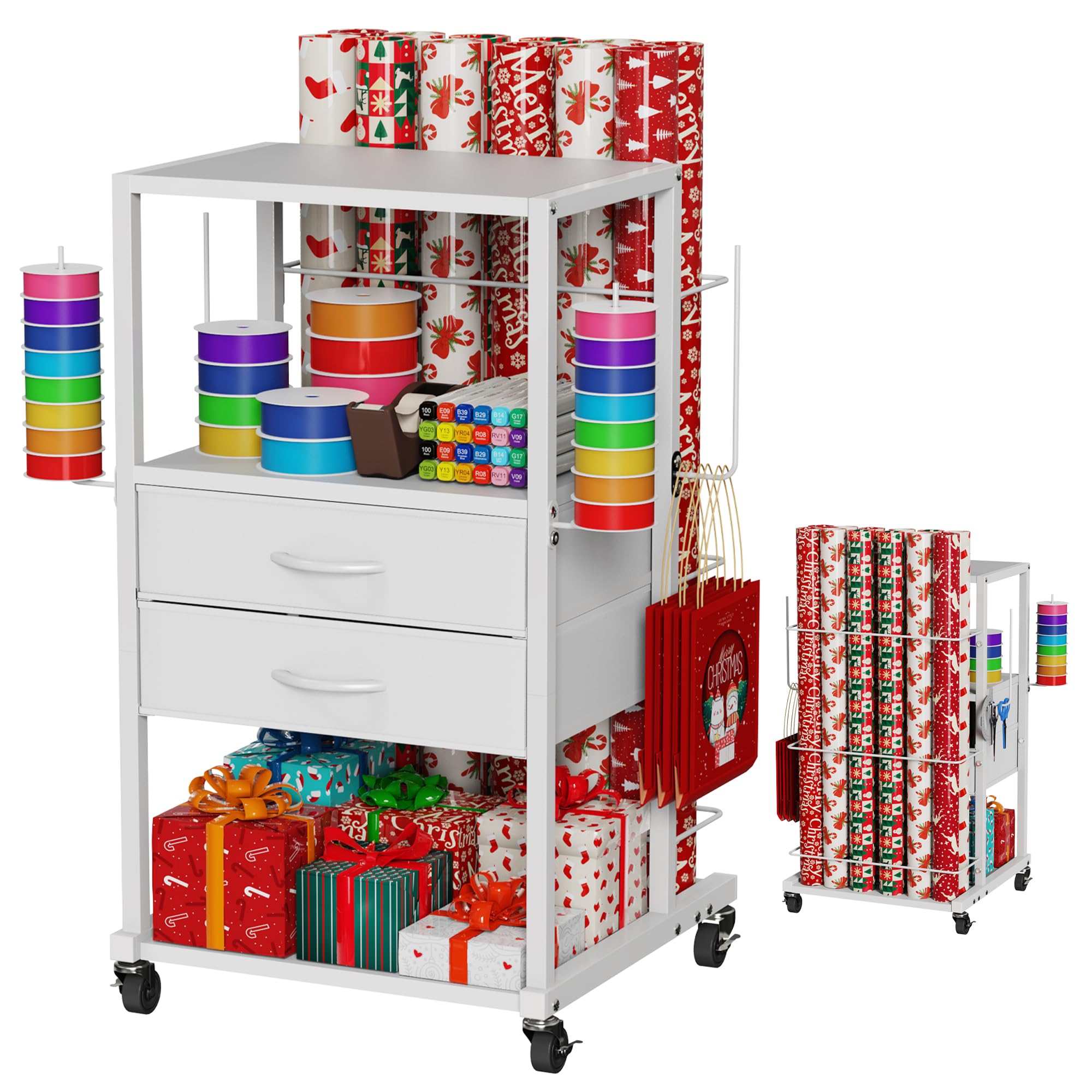 Amazon.com: Gift Wrapping Station with 2 Fabric Drawer, Wrapping Paper ...