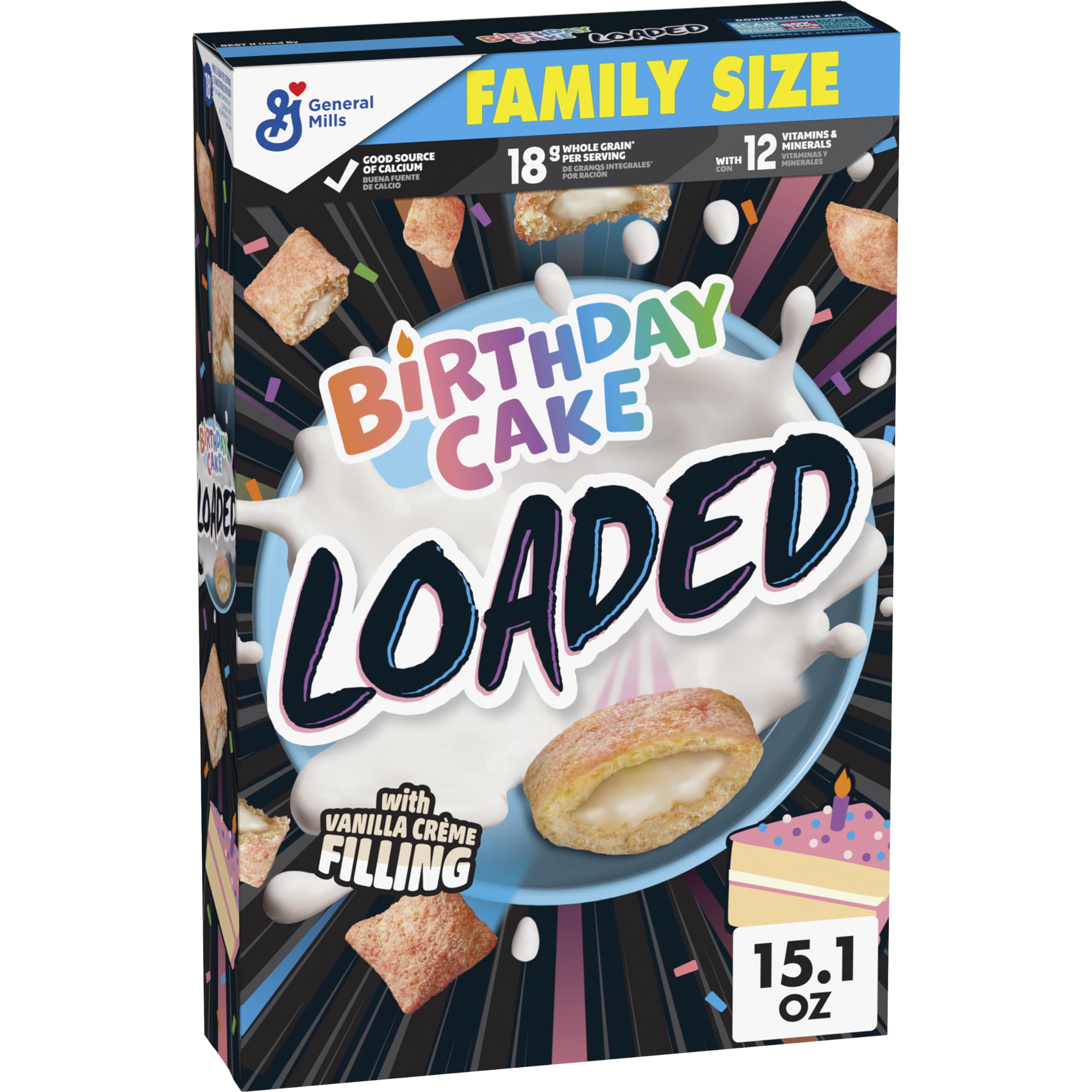 Amazon.com: Birthday Cake Loaded Cereal, Crispy Cereal With Artificially Flavored Vanilla Creme ...