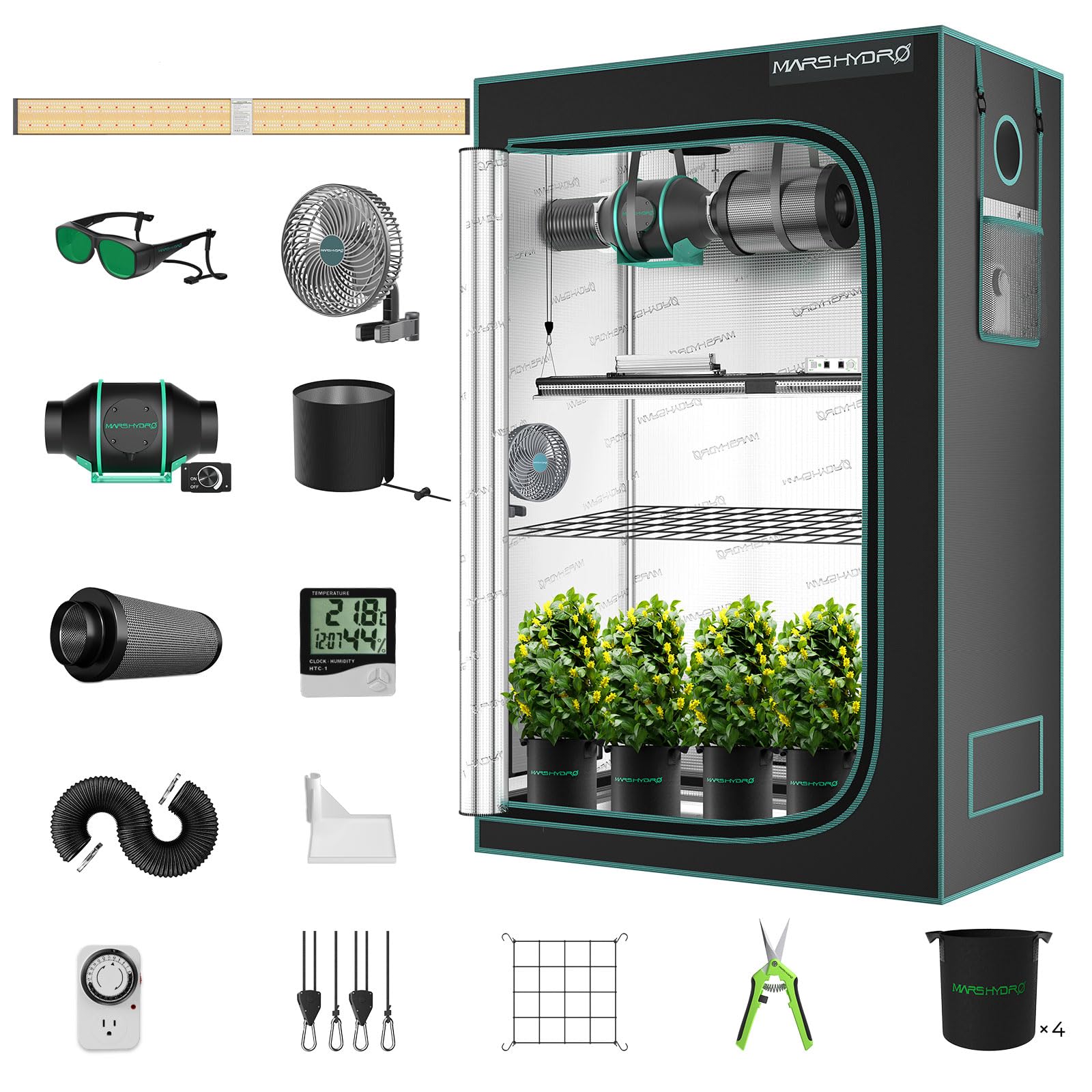 Snapklik.com : MARS HYDRO 4x2 Grow Tent Kit - 300W SP3000 LED Grow ...