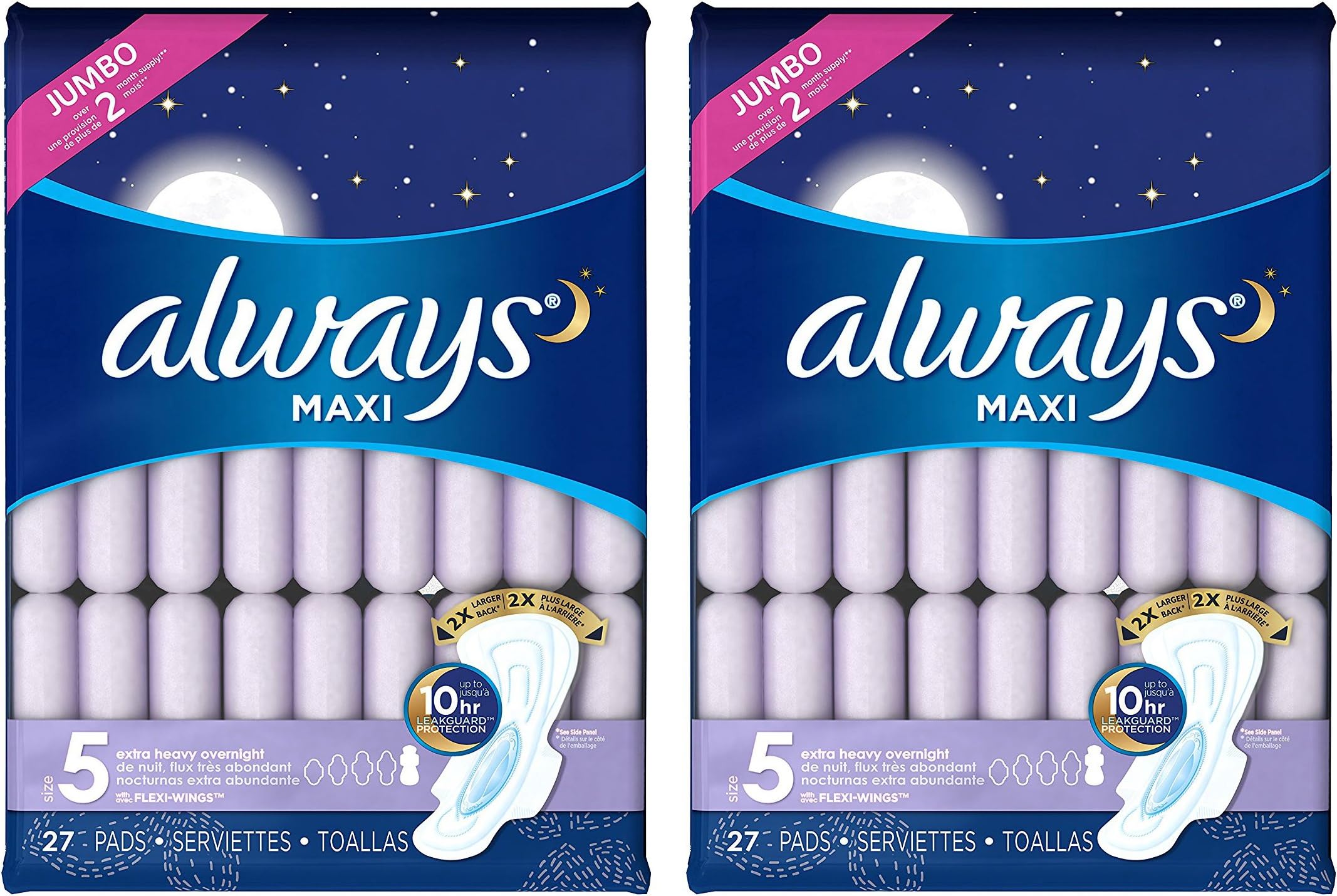 Amazon.com: Always Maxi, Size 5, Extra Heavy Overnight Pads with Flexi ...
