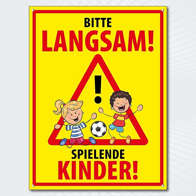Hochwertiges Schild - Aluminiumverbundplatte " BITTE LANGSAM! SPIELENDE ...