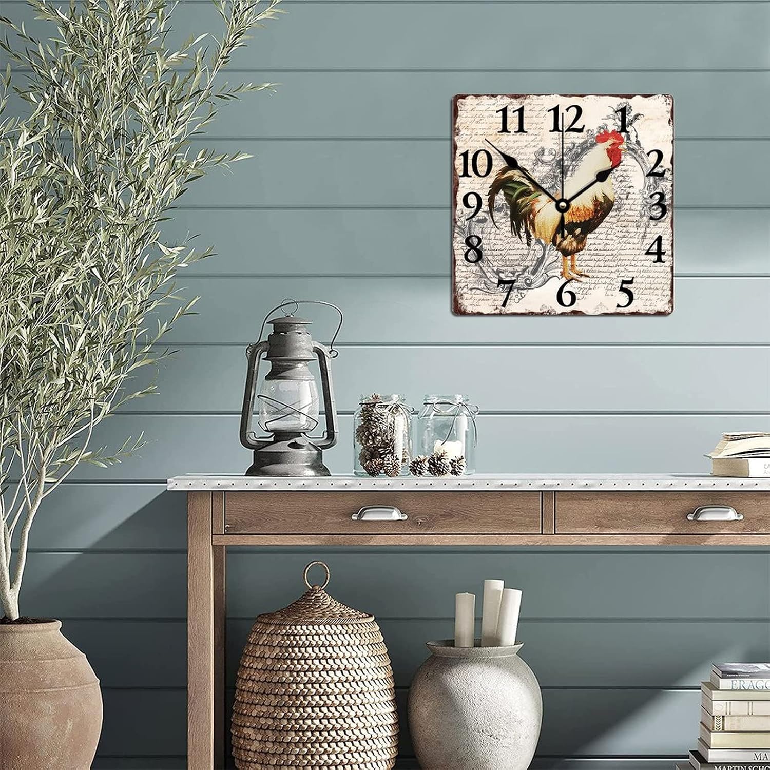 Reloj de pared de madera de 10 pulgadas sin tictac, silencioso, oxidado ...
