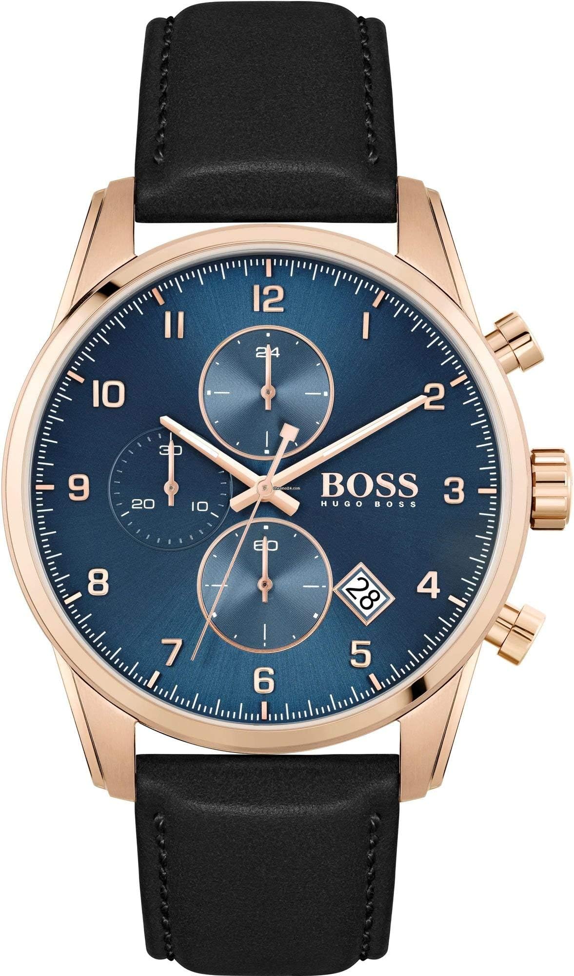 BOSS Watches Men's Chronograph Quartz Watch with Leather Strap 1513605 ...