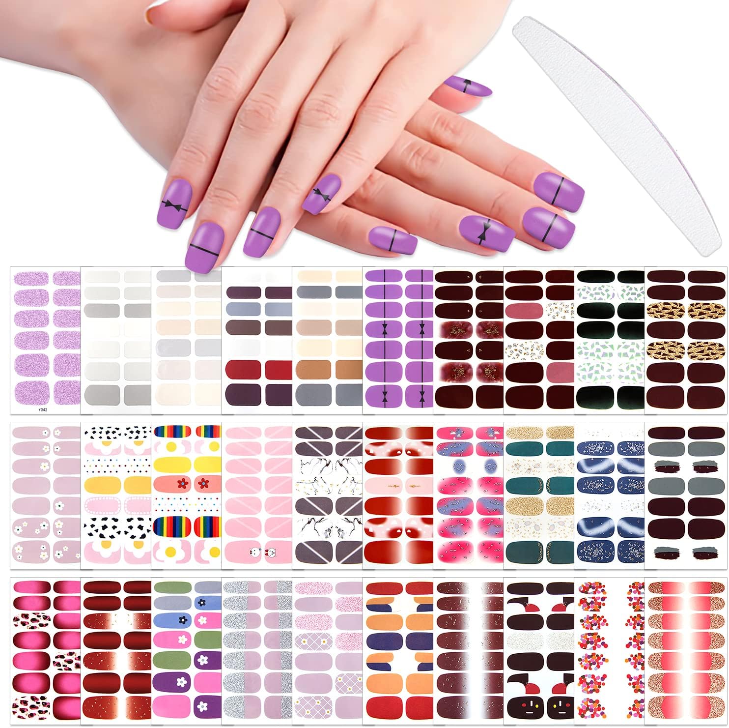 Amazon.com : WOKOTO 30 Sheets Mix Designs Nail Stickers Full Nail Wraps ...