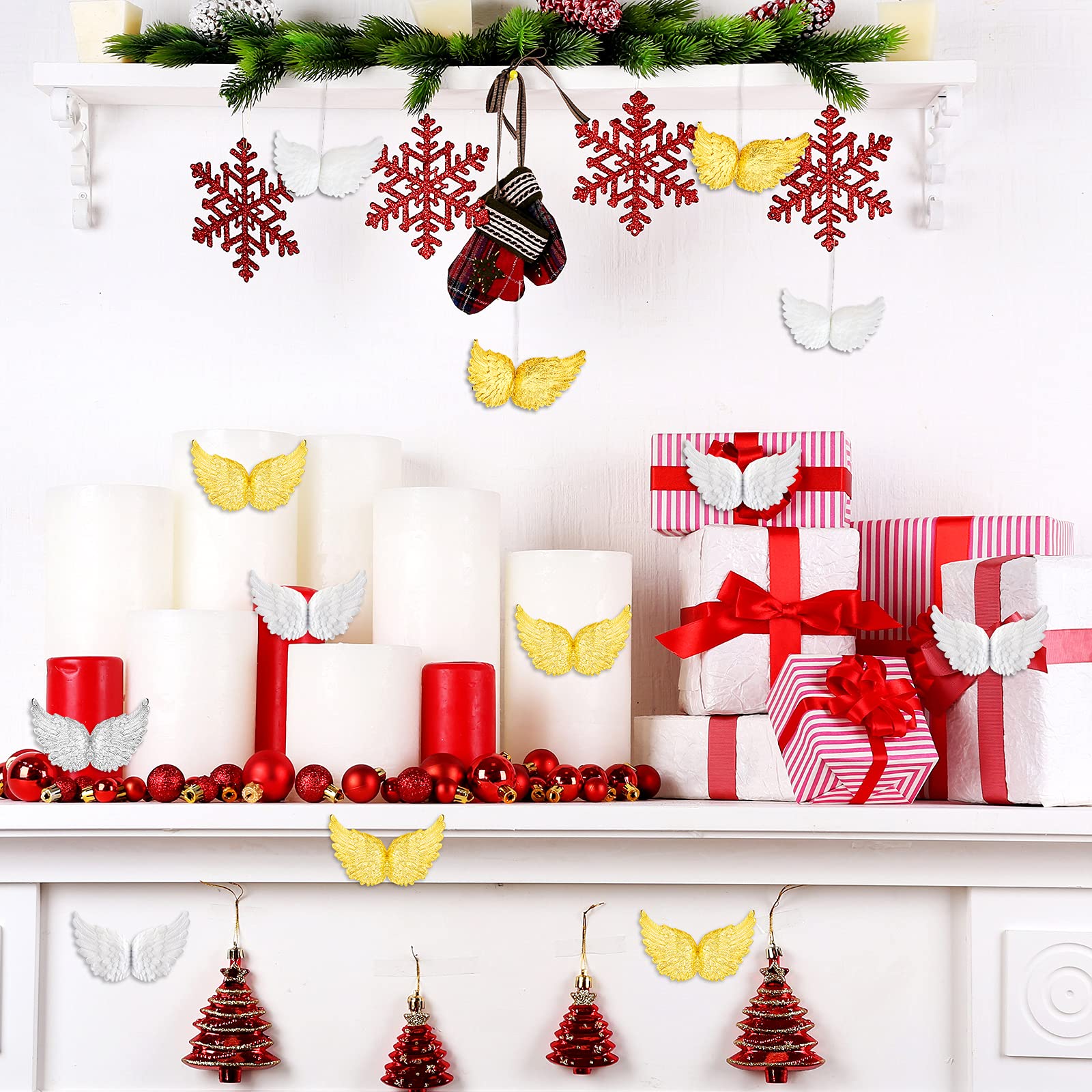 Snapklik.com : 36 Pieces Christmas Plastic Angel Wings For Crafts Mini ...