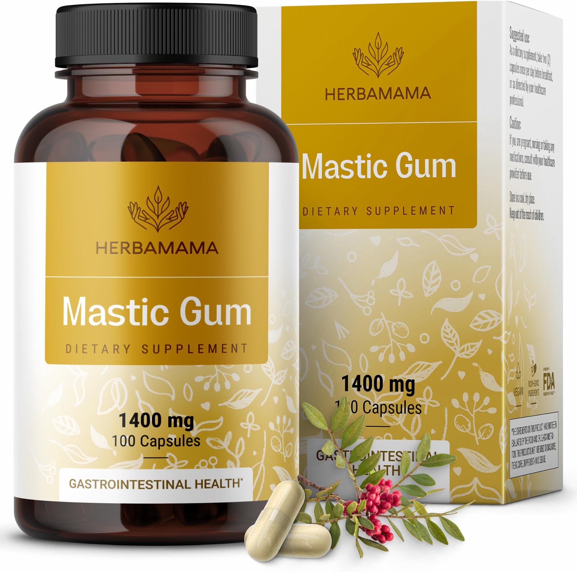 Amazon.com: HERBAMAMA Mastic Gum Capsules 1400mg - Gut & Digestive ...