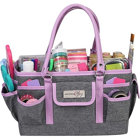 Amazon.com: HOMEST Craft Organizer Tote Bag with Multiple Pockets ...
