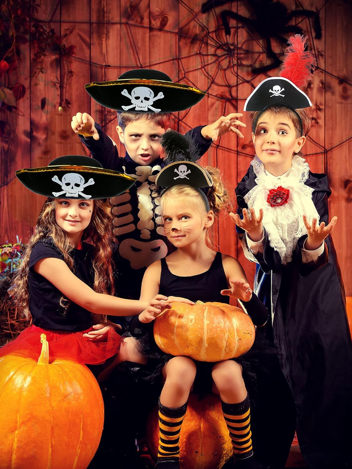 Amazon.com: SGBETTER 6 Pieces Pirate Hat Headband Skull Feather Mini ...