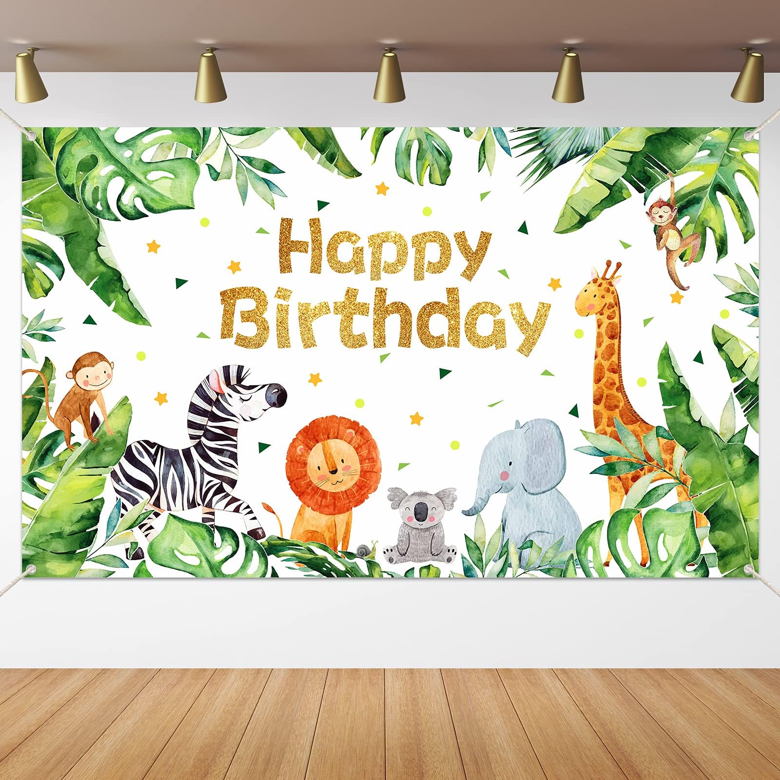 Amazon.com: AWERT Polyester 6x3.6ft Cartoon Jungle Animals Banner ...