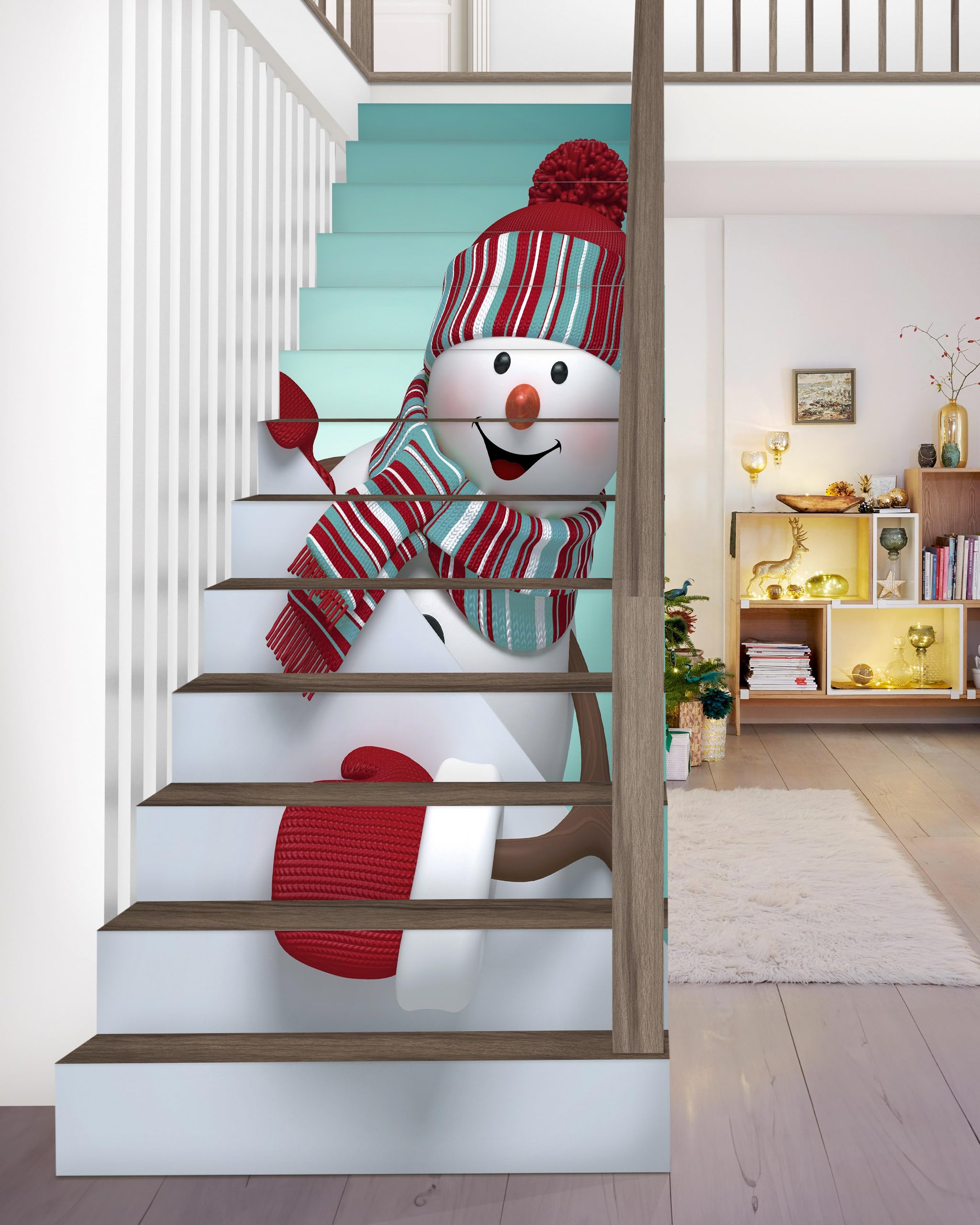 FLFK Snowman Stair Riser Decals Peel And Stick FLFK Christmas Stair ...