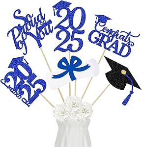 Amazon.com: 24Pcs Blue 2025 Graduation Table Centerpieces, Graduation Centerpieces for Tables ...
