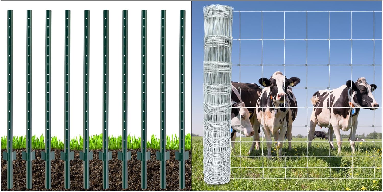 Amazon.com : Farm Fence 4ft x 164ft Galvanized Cattle Fence 4.8 Feet ...