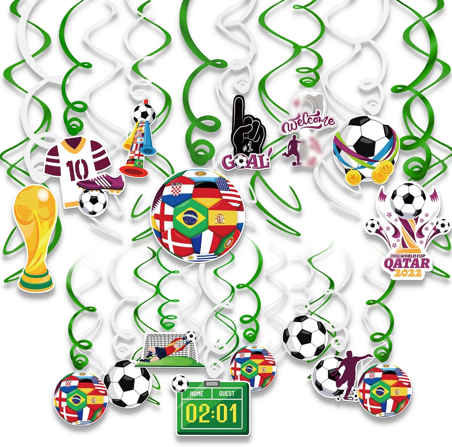 DPKOW 30pcs Soccer Hanging Swirls for 2022 Qatar World Cup Decorations ...