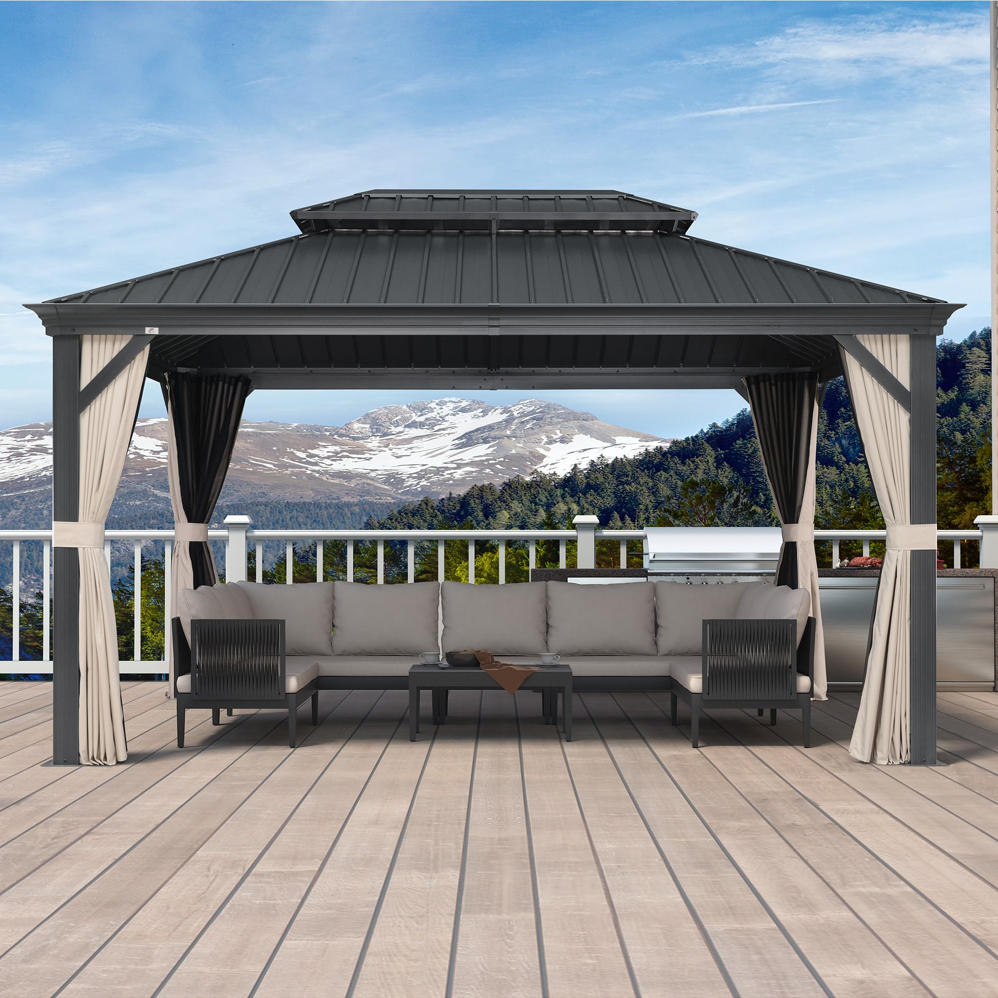 Amazon.com : PURPLE LEAF 10' X 14' Aluminum Gazebo with Galvanized ...