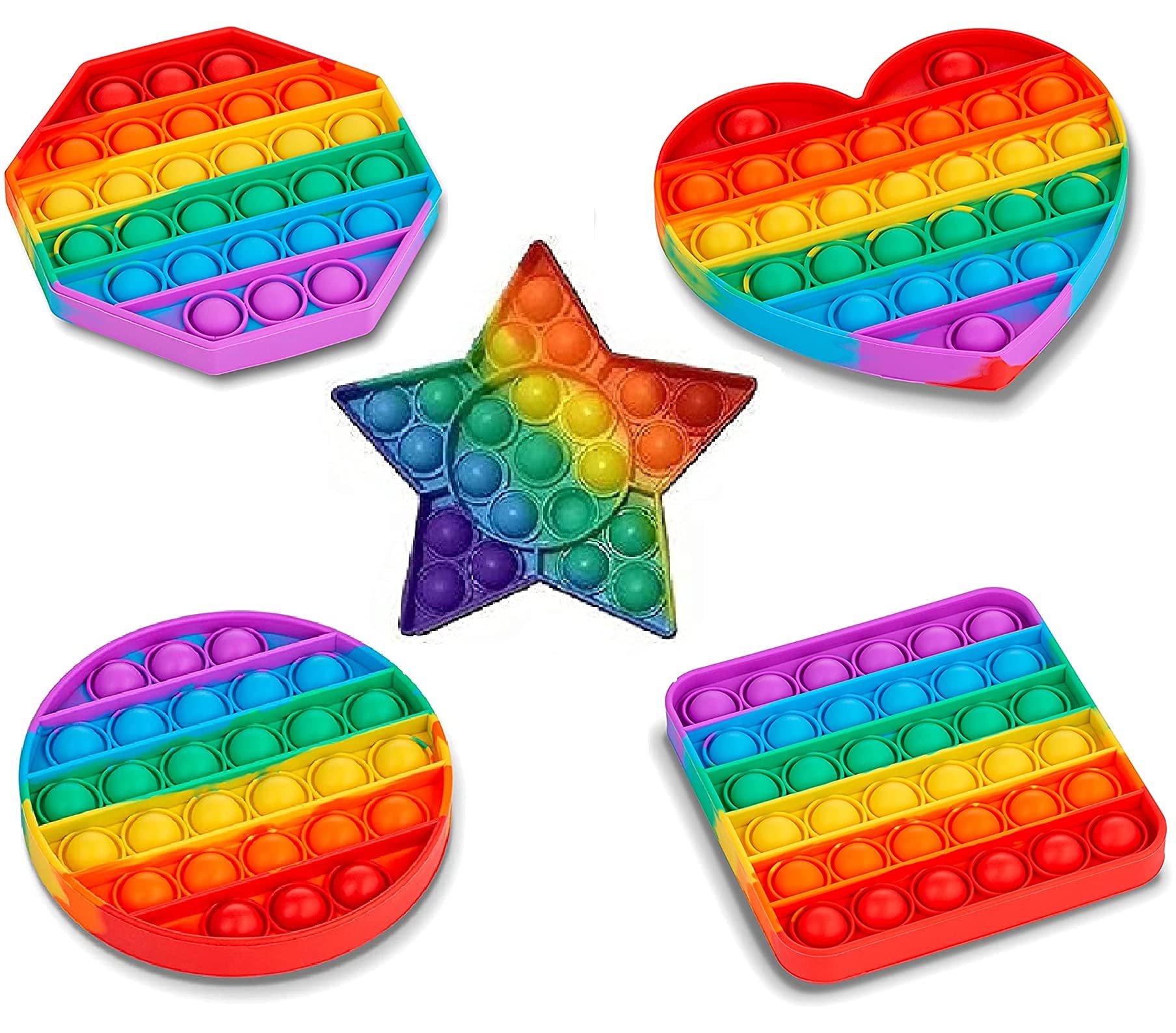Buy NSR Group Pop It Set of 4, Rainbow Pop IT Fidget Toys, Poppet Push ...