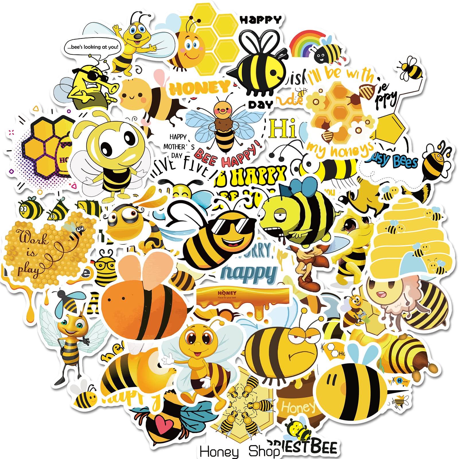 Amazon.com: Bee Stickers 50Pcs Cute Animal Stickers for Kids Bee Theme ...