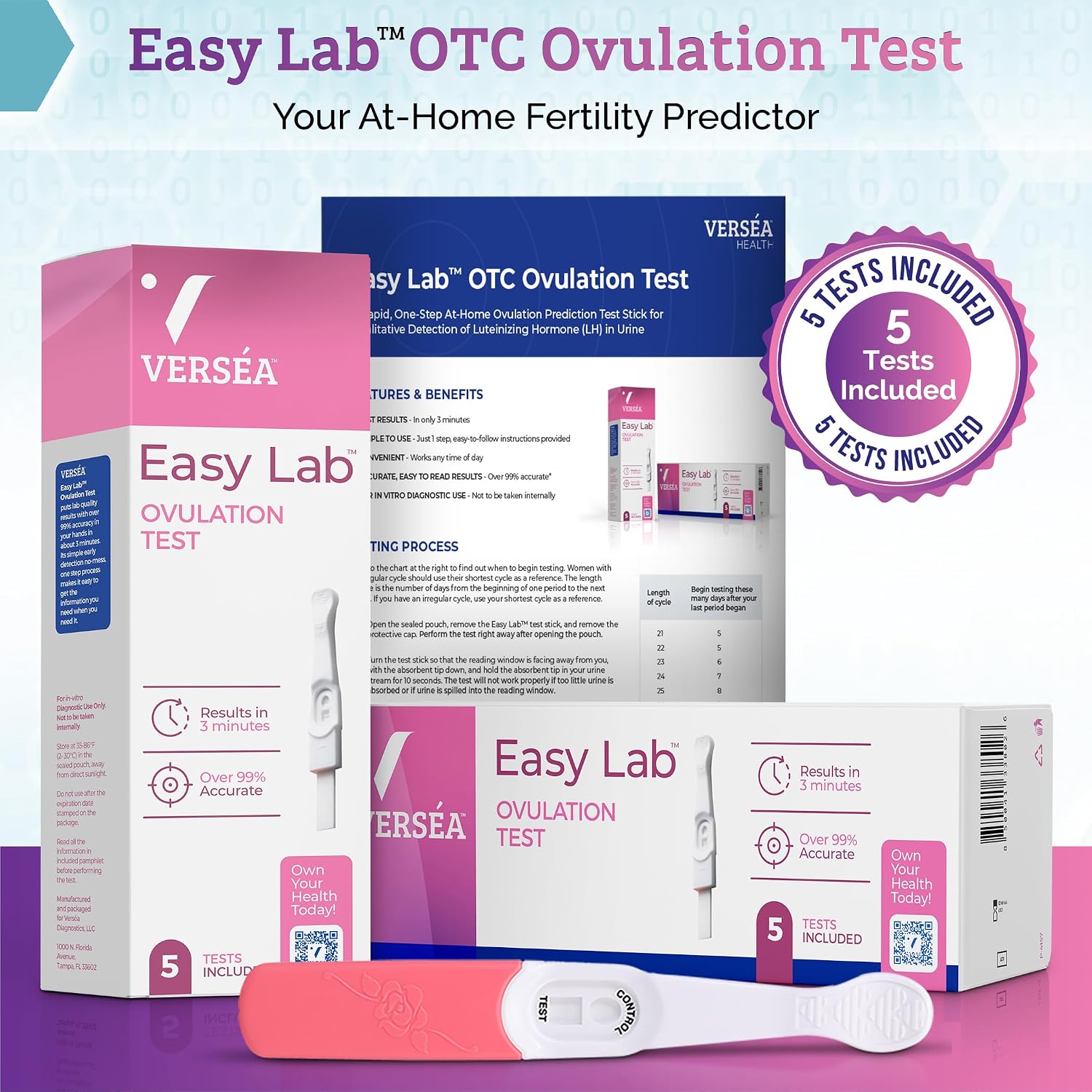 Versea Easy Lab Testes de Ovulação Midstream, Pacote com 5 Testes ...