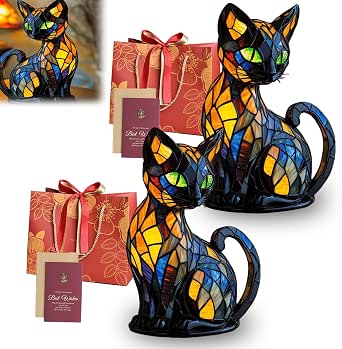 Cat Lamp, Cat Lamp Stained Glass, Stained Glass Cat Lamps, Vintage ...