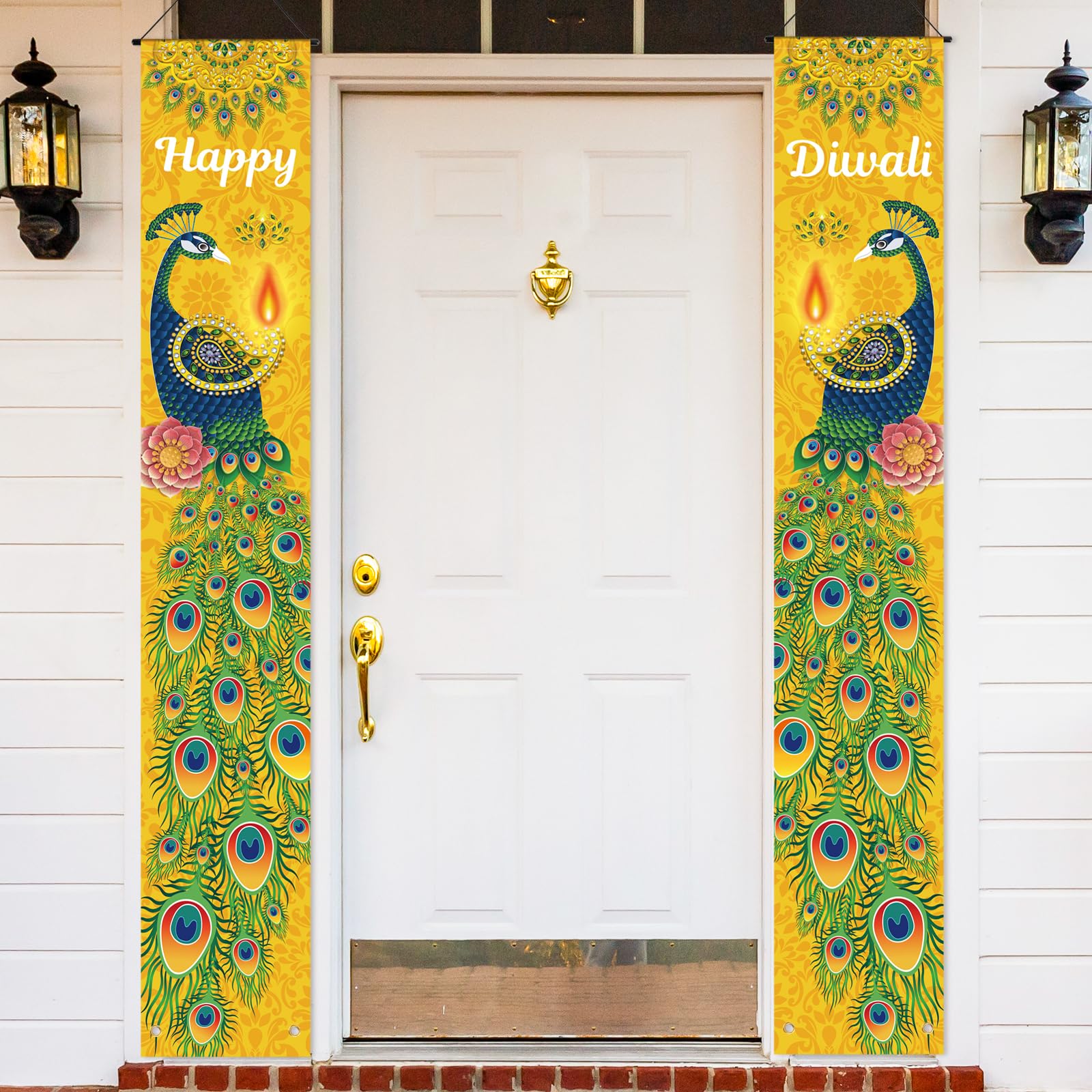 Amazon.com: Happy Diwali Decoration Diwali Door Banner Porch Signs ...