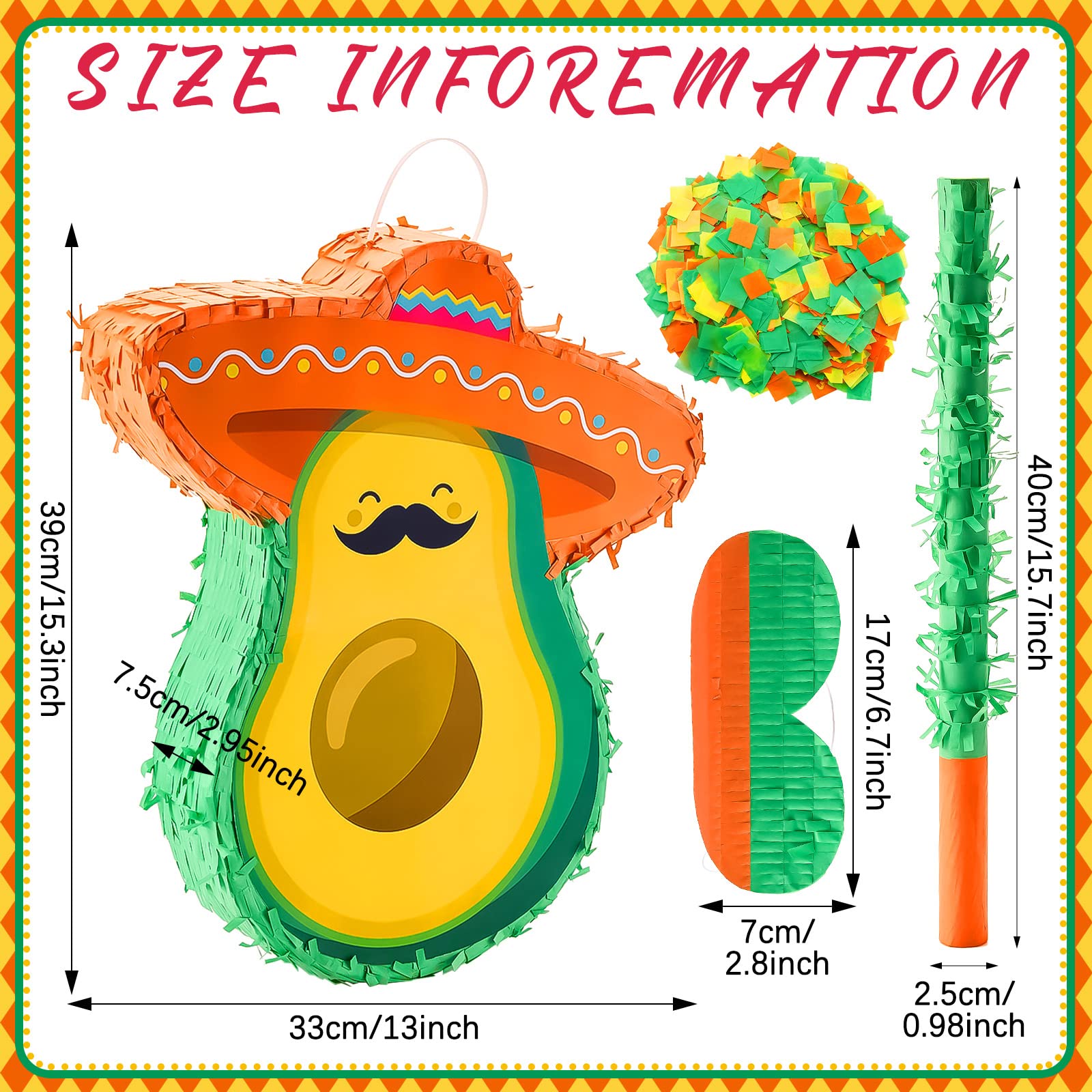 Snapklik.com : Avocado Pinata Mini Sombrero Hats Mexican Fiesta Game Favors