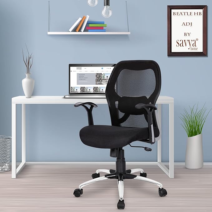 SAVYA HOME Apollo Medium Back Ergonomic Office Chair with 2D Lumbar ...