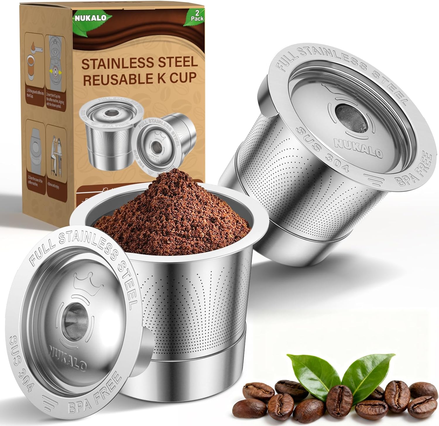 Amazon.com: Reusable K Cups for Keurig: Full Stainless Steel Refillable ...