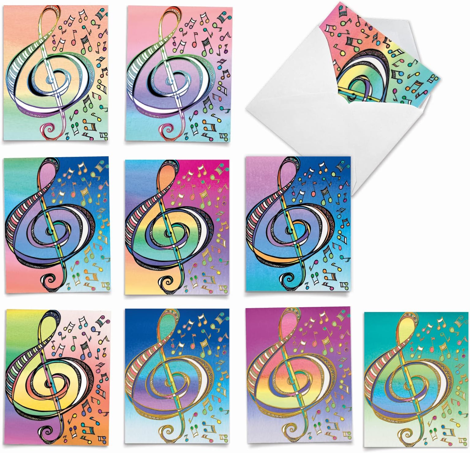Amazon.com : Graphique Flat Note Cards - Musical Stationery Cards with ...