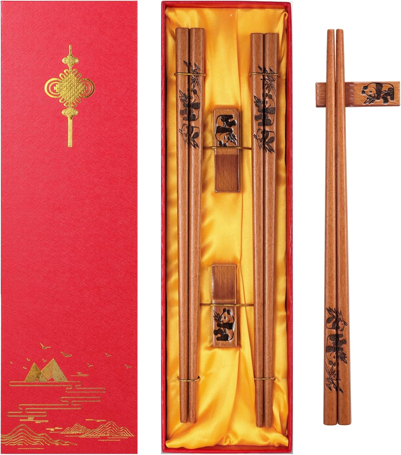 Amazon.com: Reusable Chopsticks,Chinese Panda Chopsticks with Holder ...