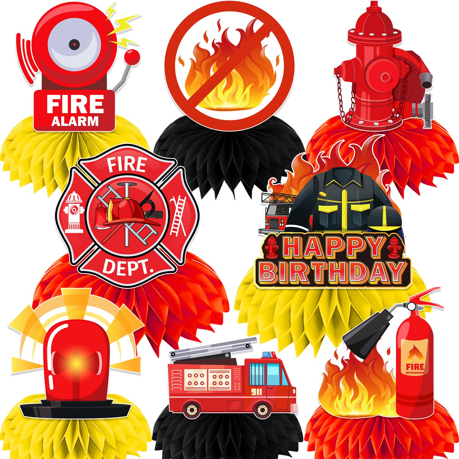 Amazon.com: 8pcs Firefighter Decorations Centerpieces, Firefighter ...