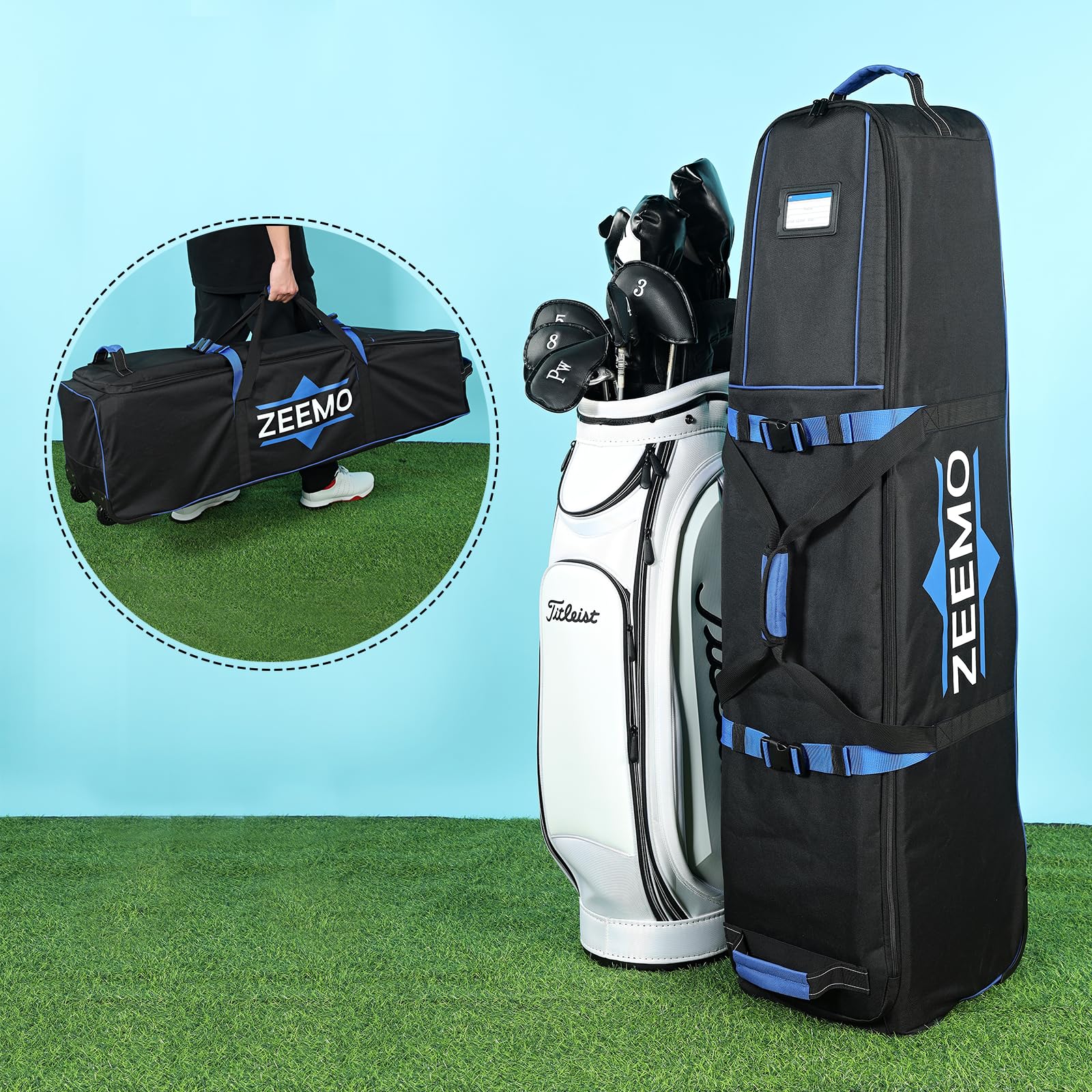 ZEEMO Golf Travel Bag, Full-Open Protective&Wheeled Airline-Approved ...