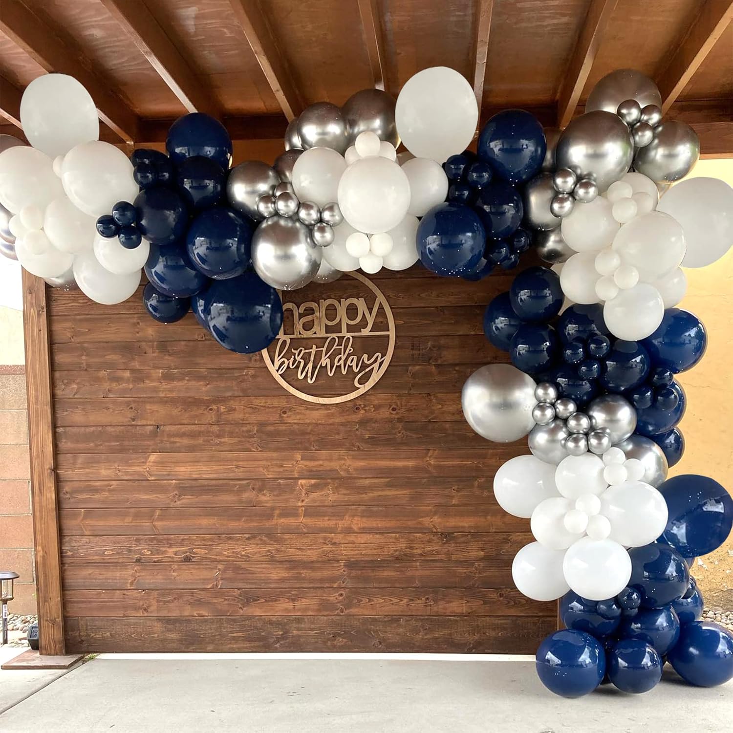 Amazon.com: Navy Blue and Silver Balloons Garland Arch Kit,150pcs Navy Blue Silver White Latex ...