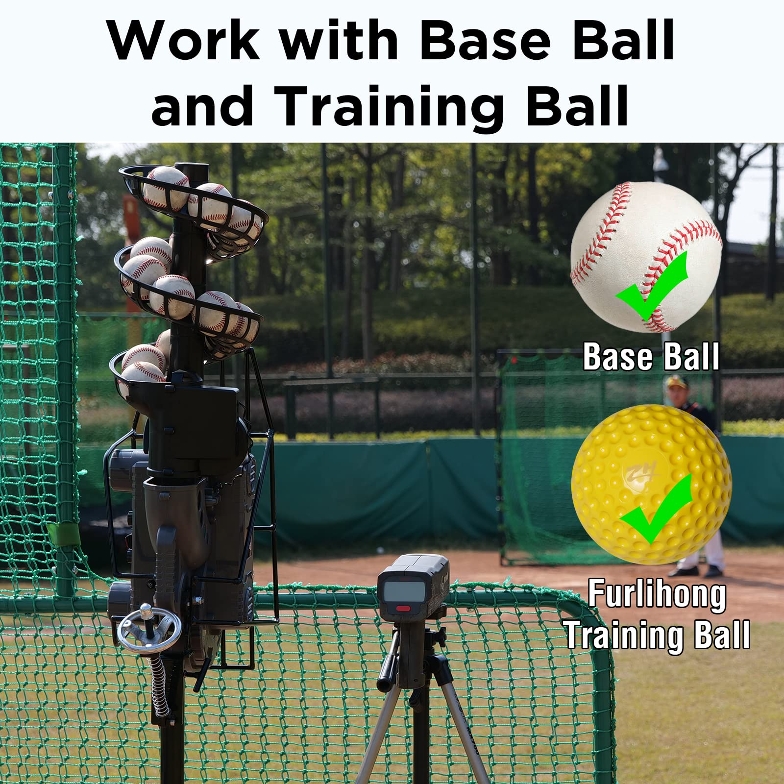 Furlihong 666BH Dual-Wheel Baseball Pitching Machine for Solo Hitting ...