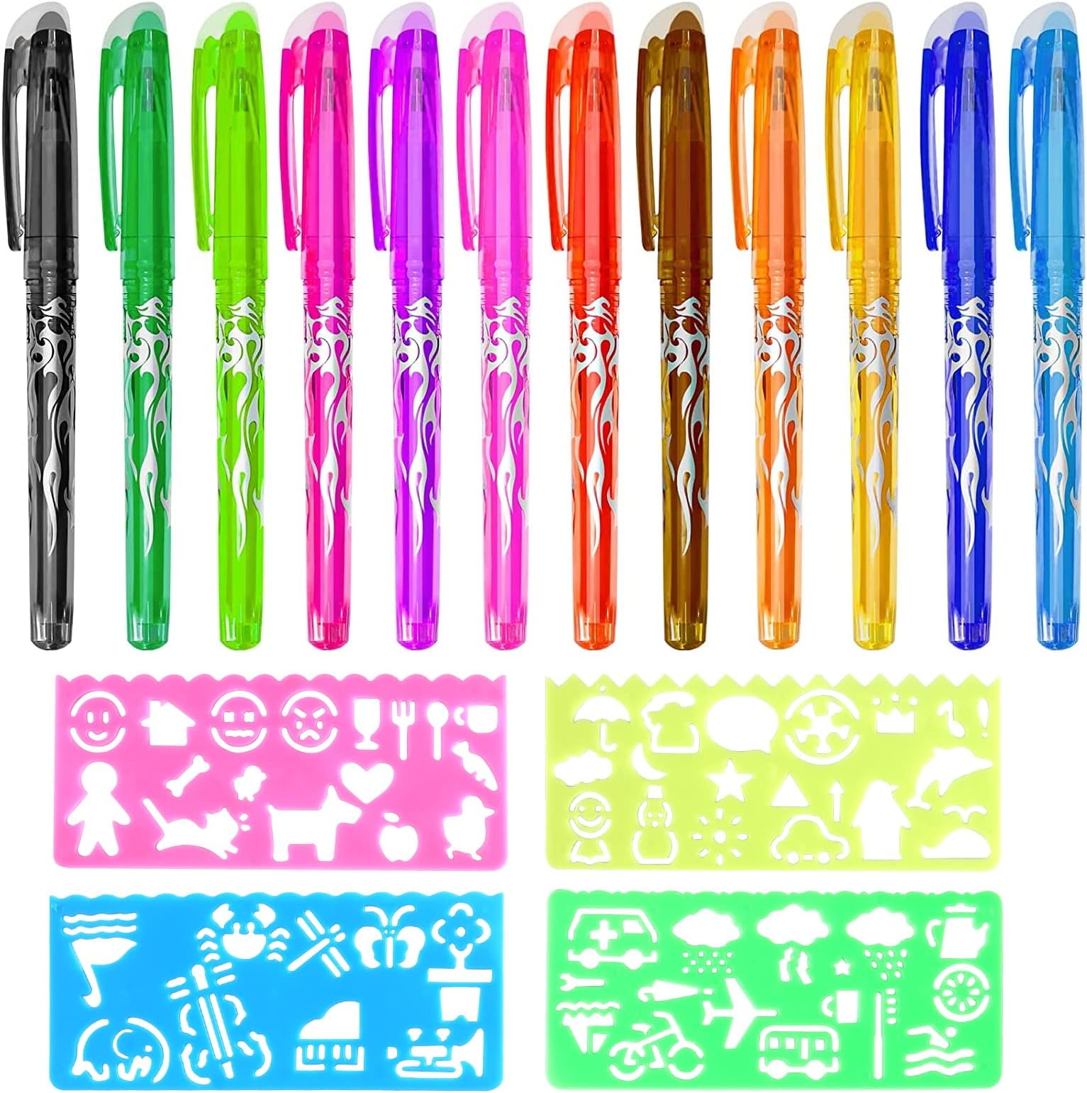 GOSHIES Erasable Pens, 12Pcs Erasable Gel Ink Rollerball Pen Erasable ...