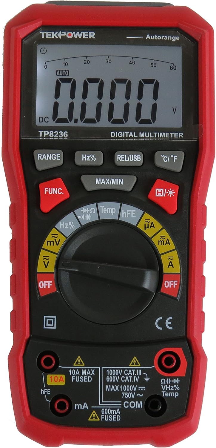 Tekpower TP8236 True RMS USB Digital Multimeter AC/DC Voltage Current ...