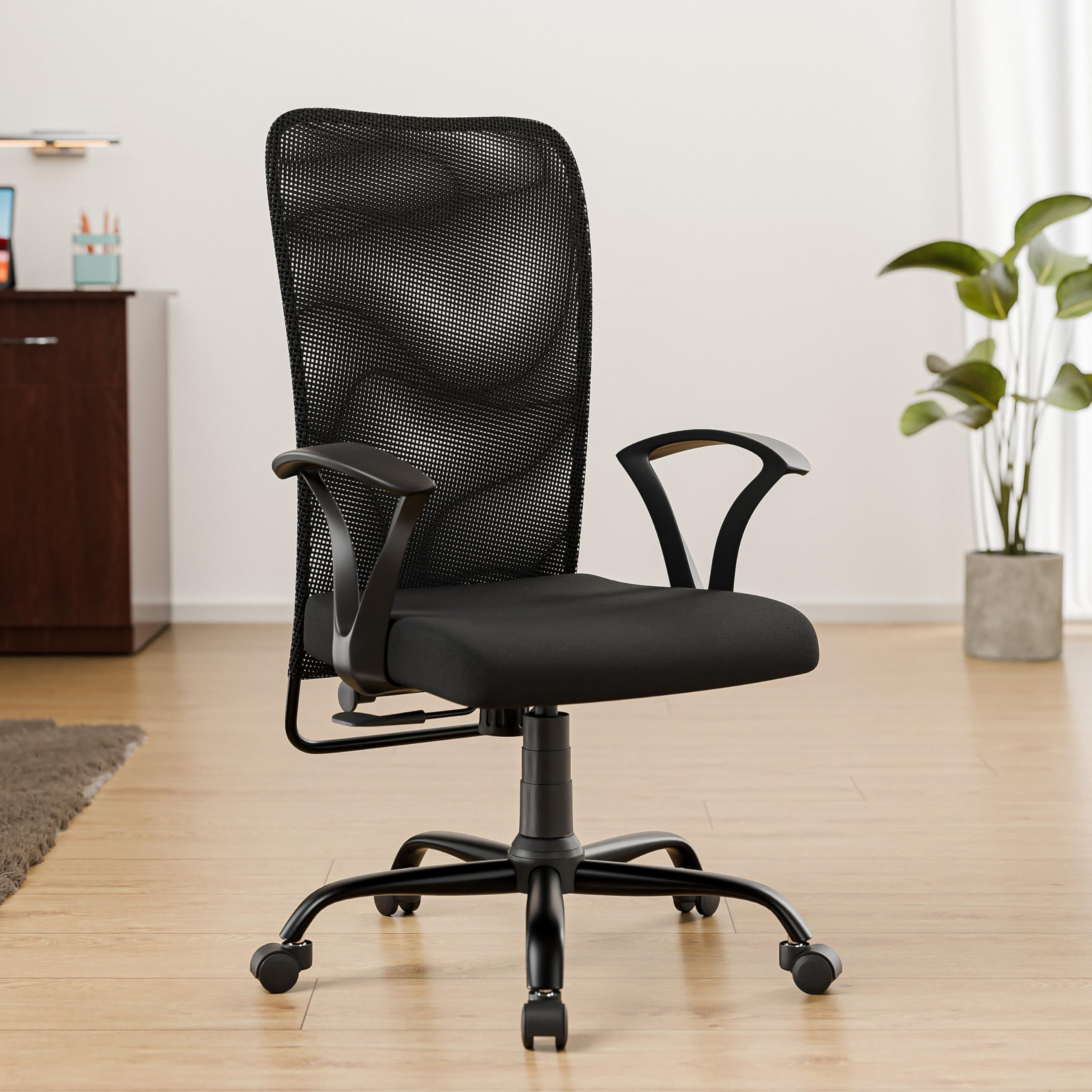 Arm-Rest with Lumbar Support Office Chair Ergonomic Desk Chair Mesh ...
