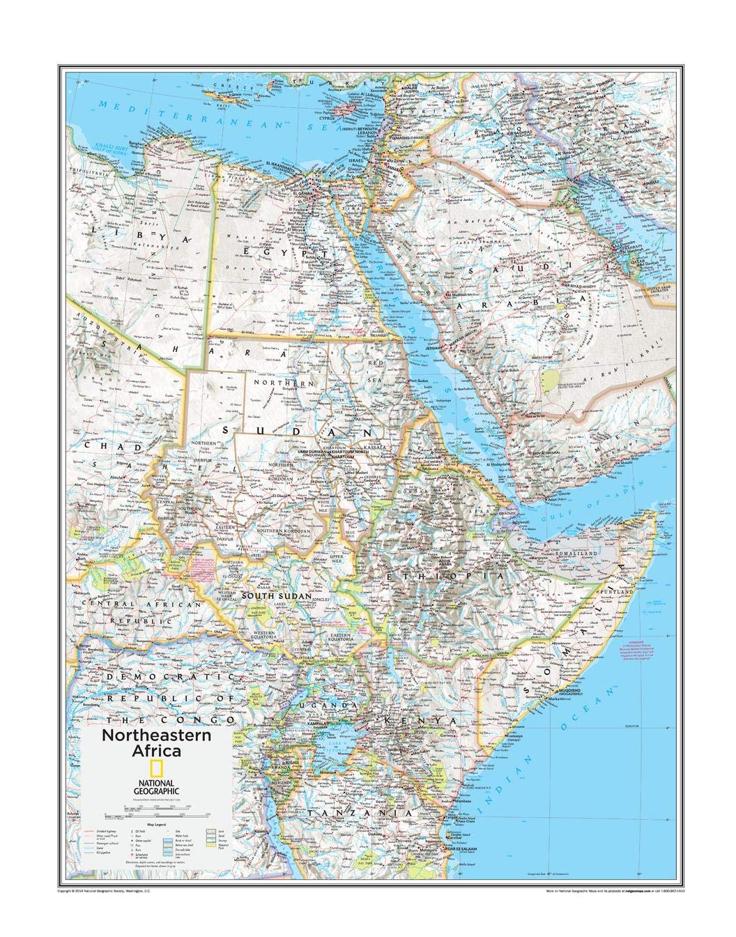 National Geographic: Northeastern Africa Wall Map - 22 x 28 inches ...