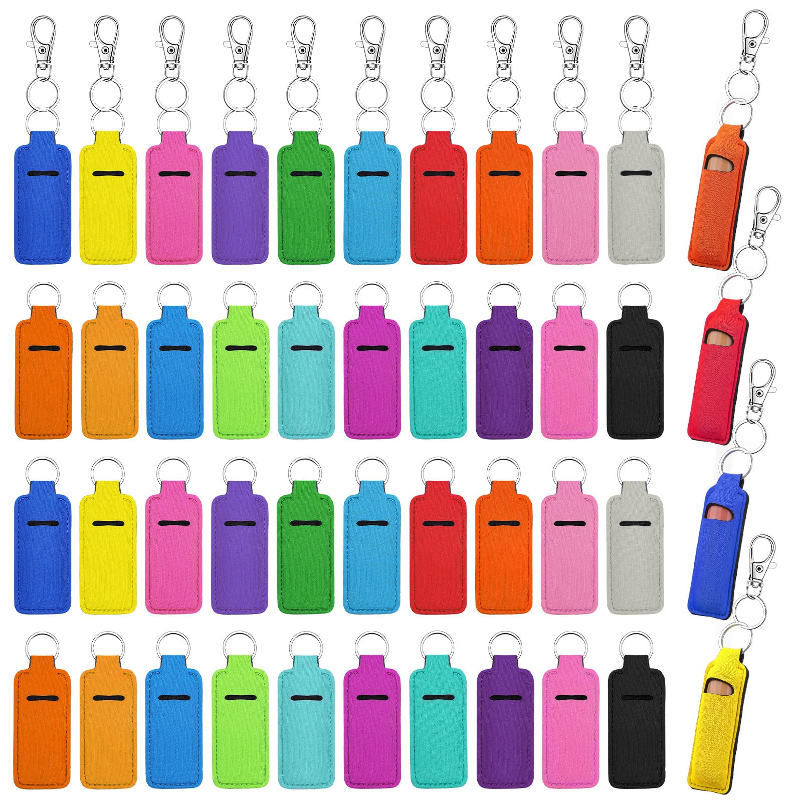 Amazon.com: 40 Pcs Lipstick Holder Keychain Lip Balm Sleeve Pouch with ...