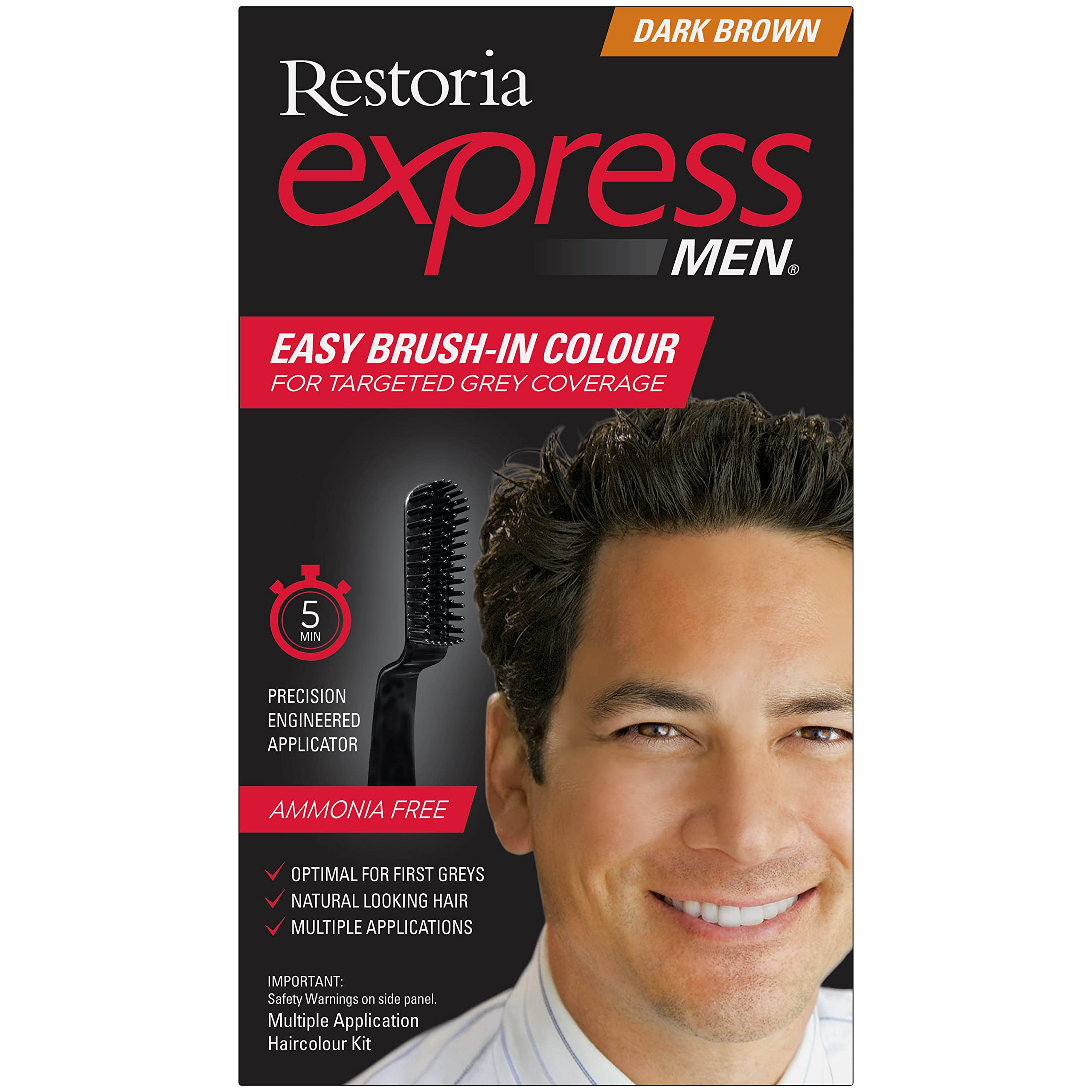 Restoria Express Brush-In Hair Colour, Grey Hair Coloring For Men ...