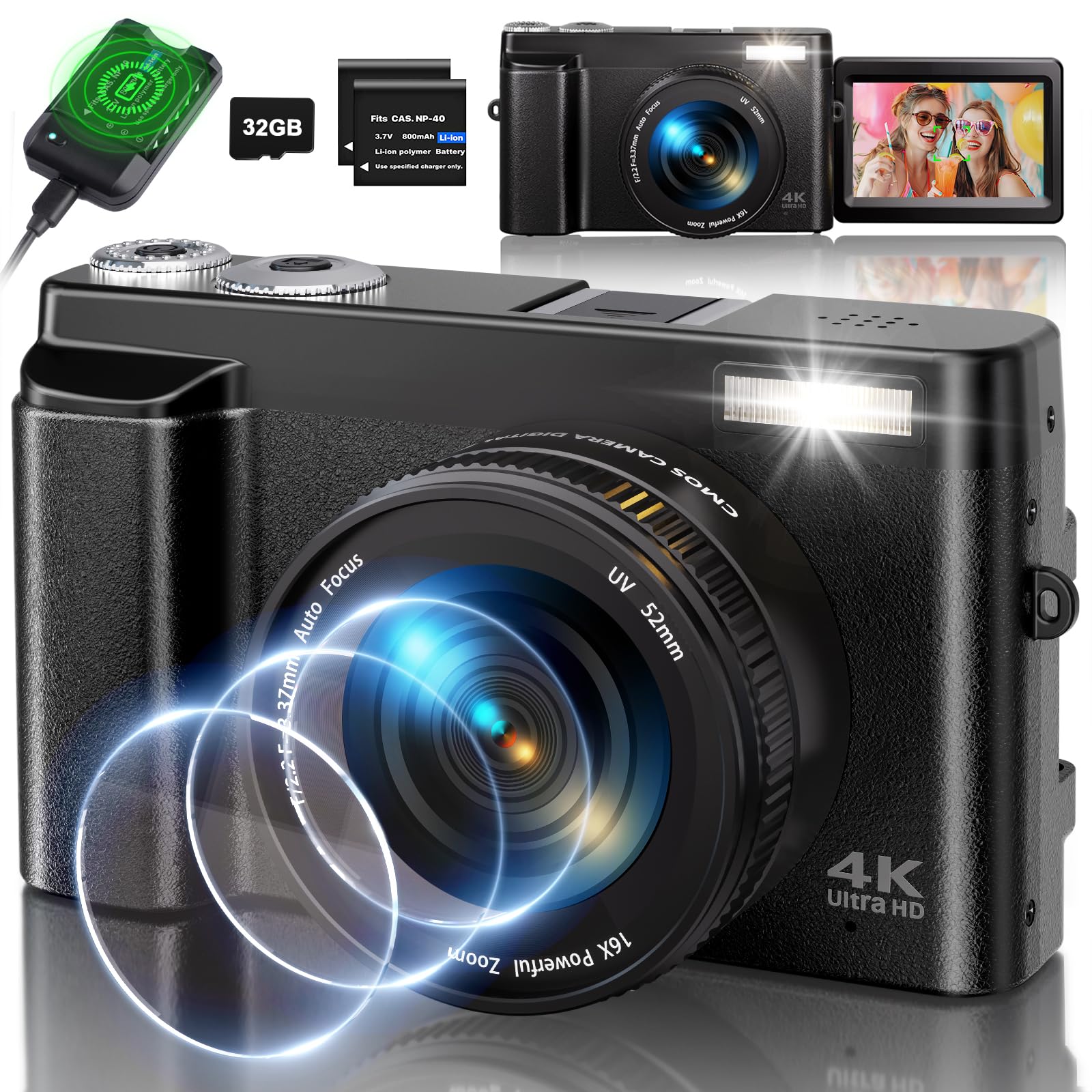 Amazon.com : 4K Digital Camera for Photography, 48MP Auto-Focus ...