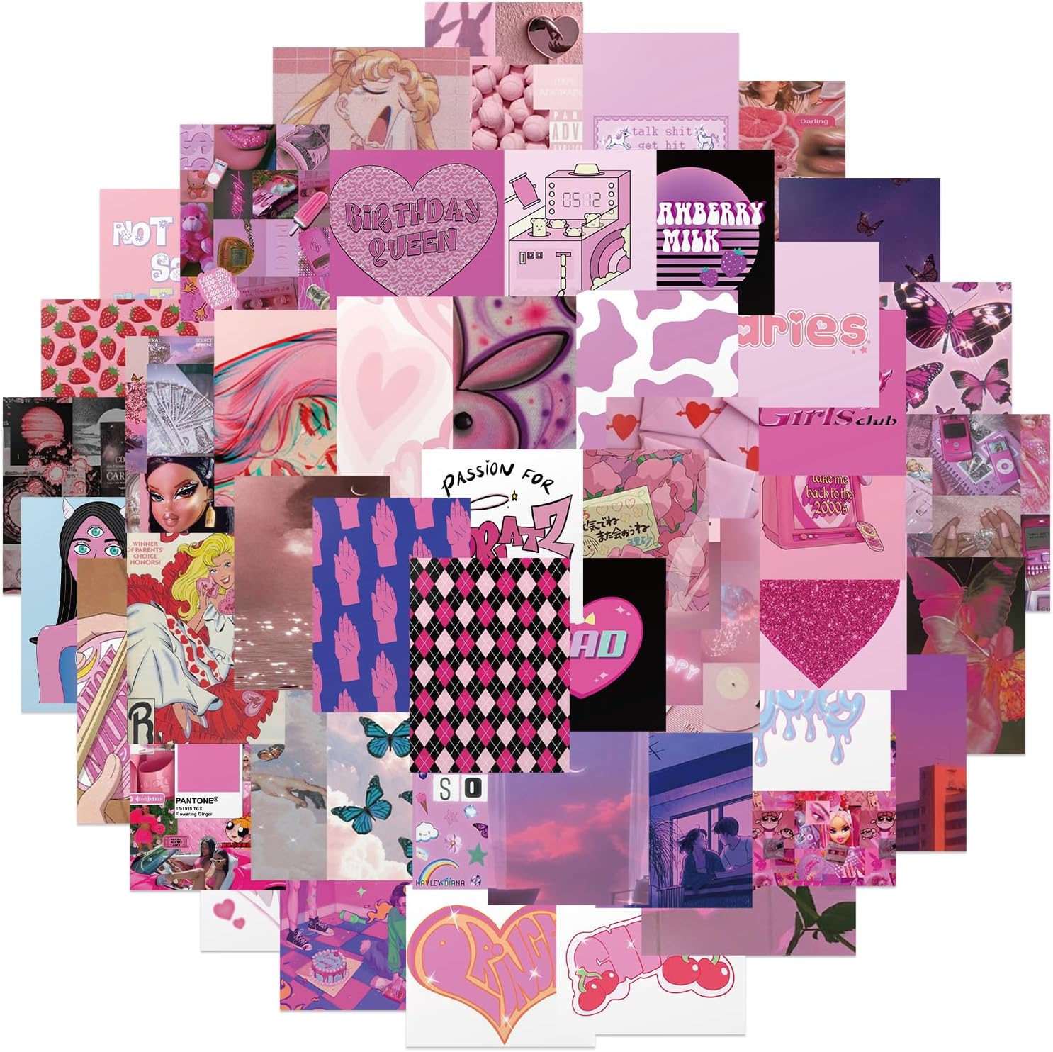 112 PCS Pastel Pink Aesthetic Stickers for Laptop - Y2K Cute Girl ...