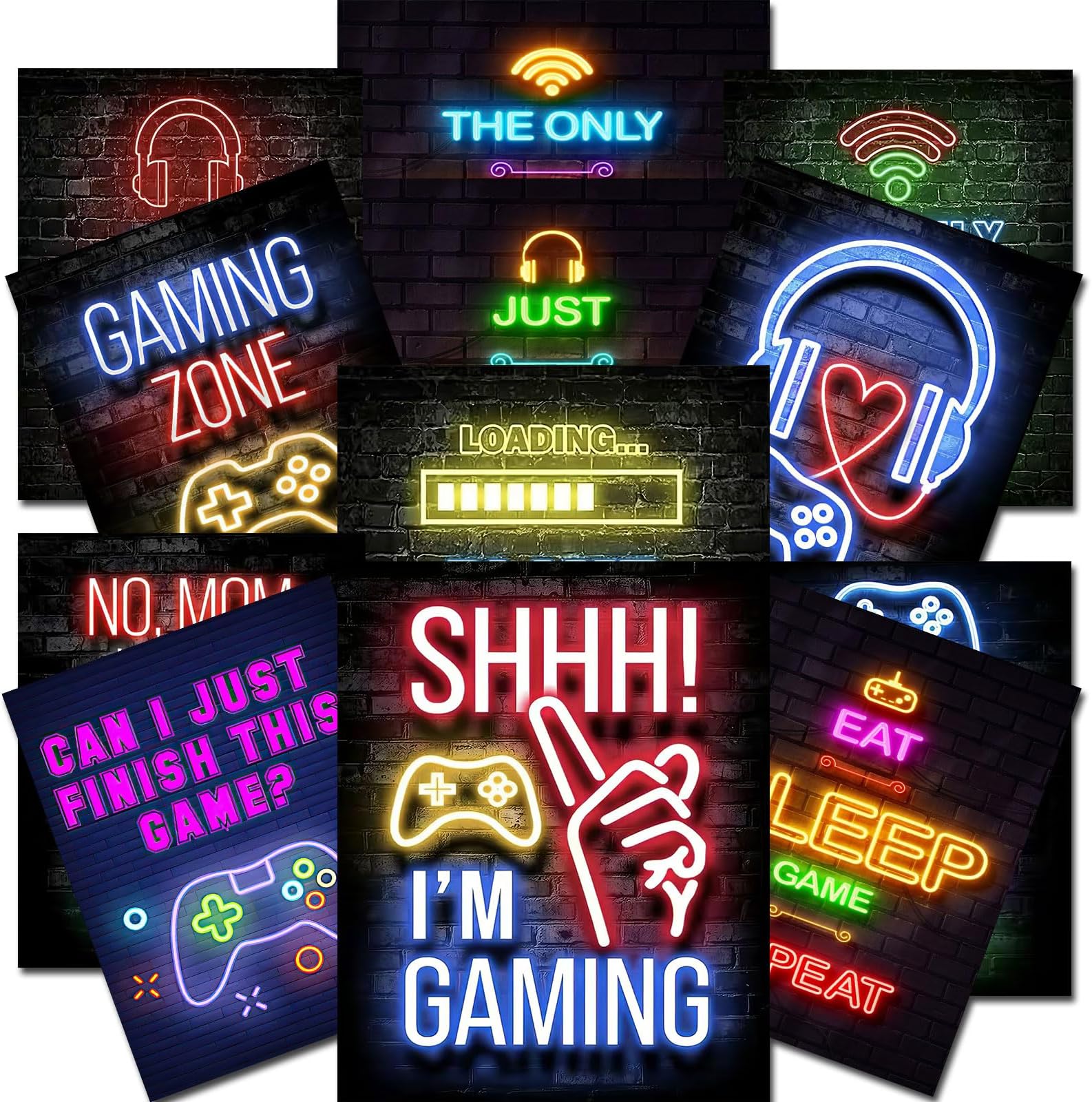 Amazon.com: BGFCE 3pcs Game Room Decor Neon Gaming Posters Wall Art ...