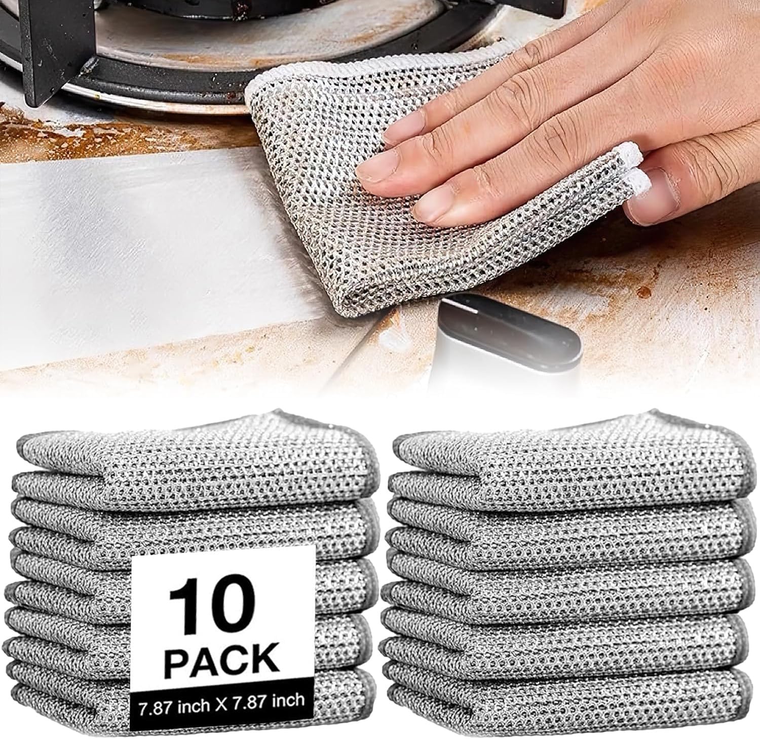 Amazon.com: TiGilt 10 Pcs Wire Dishwashing Rags - Multi-Purpose ...