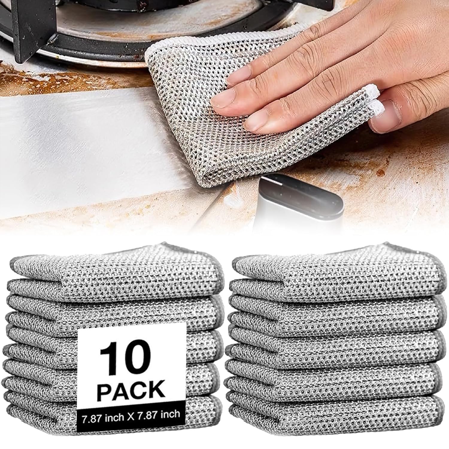 Amazon.com: TiGilt 10 Pcs Wire Dishwashing Rags - Multi-Purpose ...