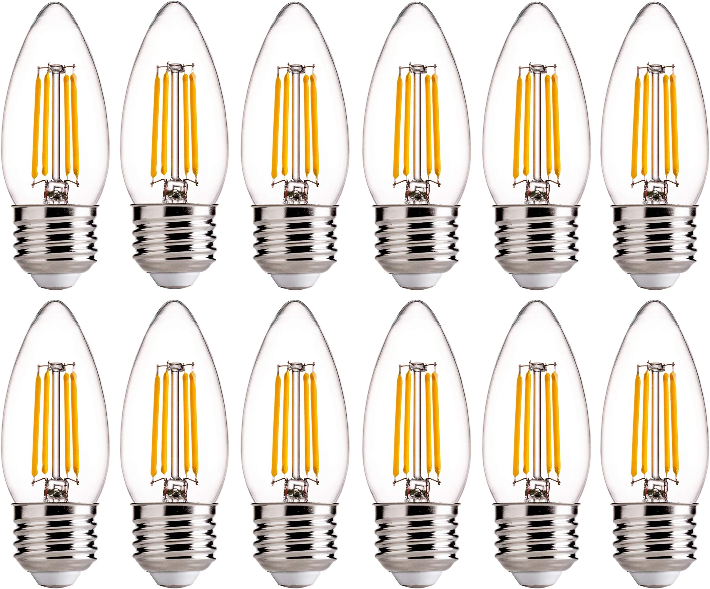 OMAYKEY 2W LED Candelabra Bulbs 25W Equivalent 3000K Soft White 250 LM ...