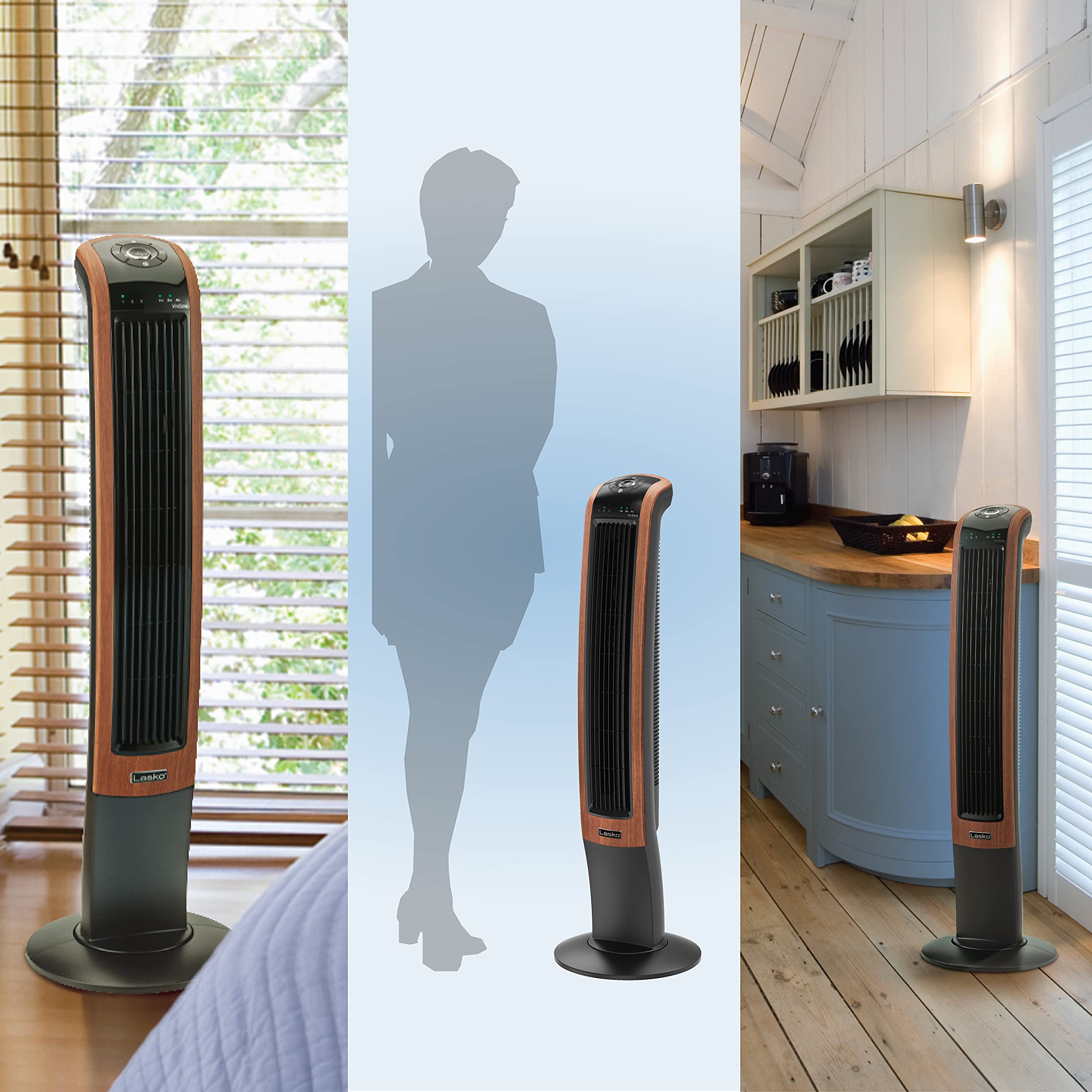 Lasko Wind Curve Electric Oscillating Tower Fan with Bluetooth ...