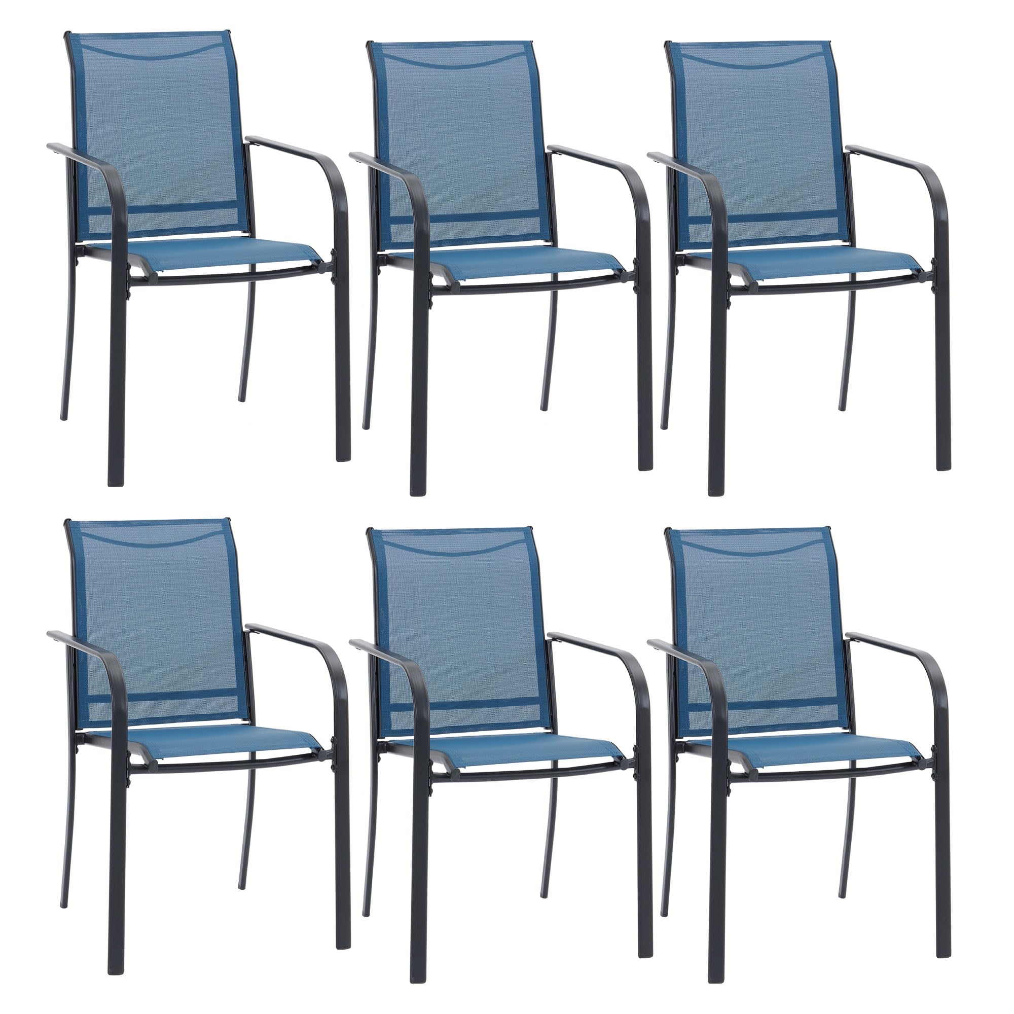 VICLLAX Patio Dining Chairs Set of 6, Stackable All Weather Outdoor ...