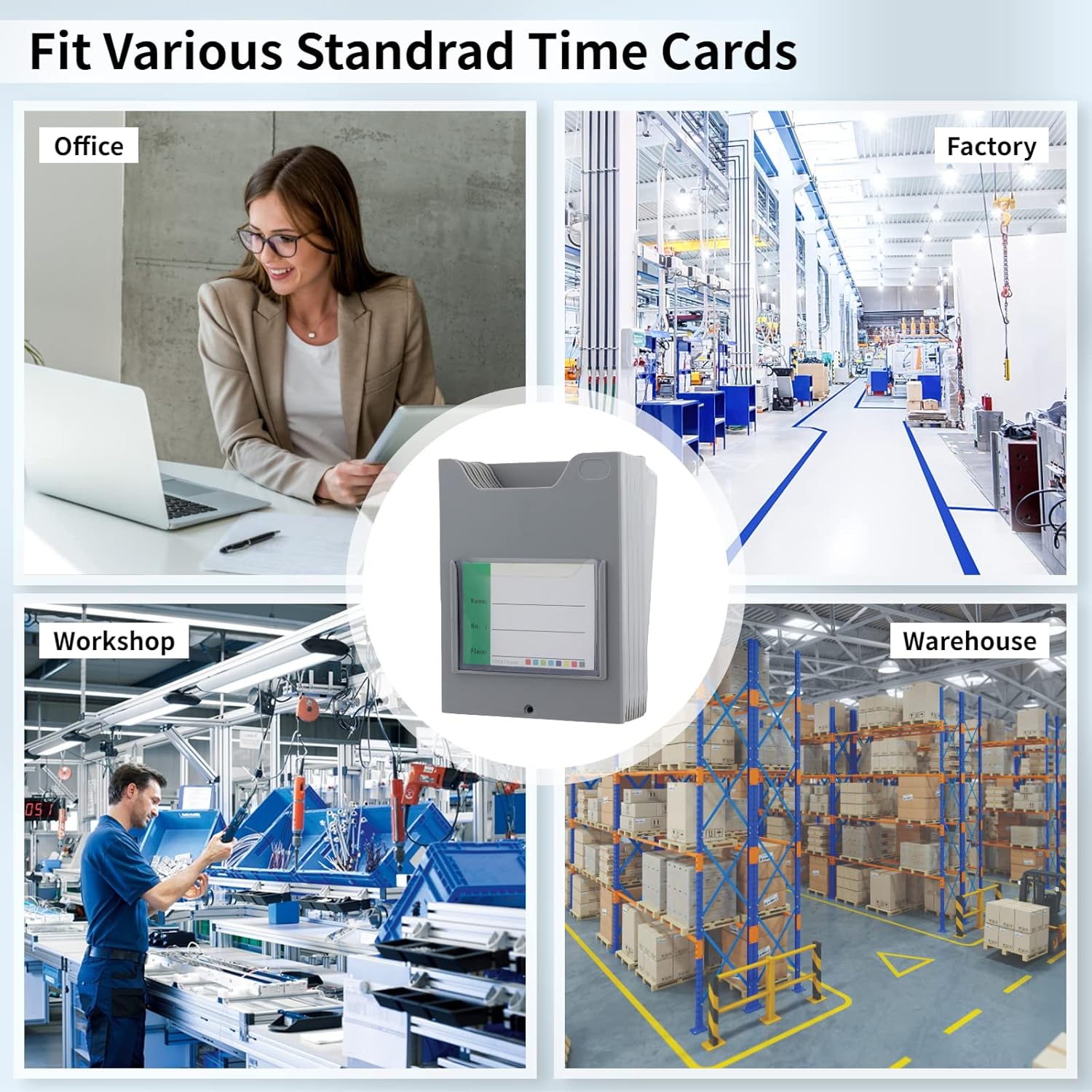 Time Card Holder, 10-Slot Attendance Card Rack, Easy to Hang ...