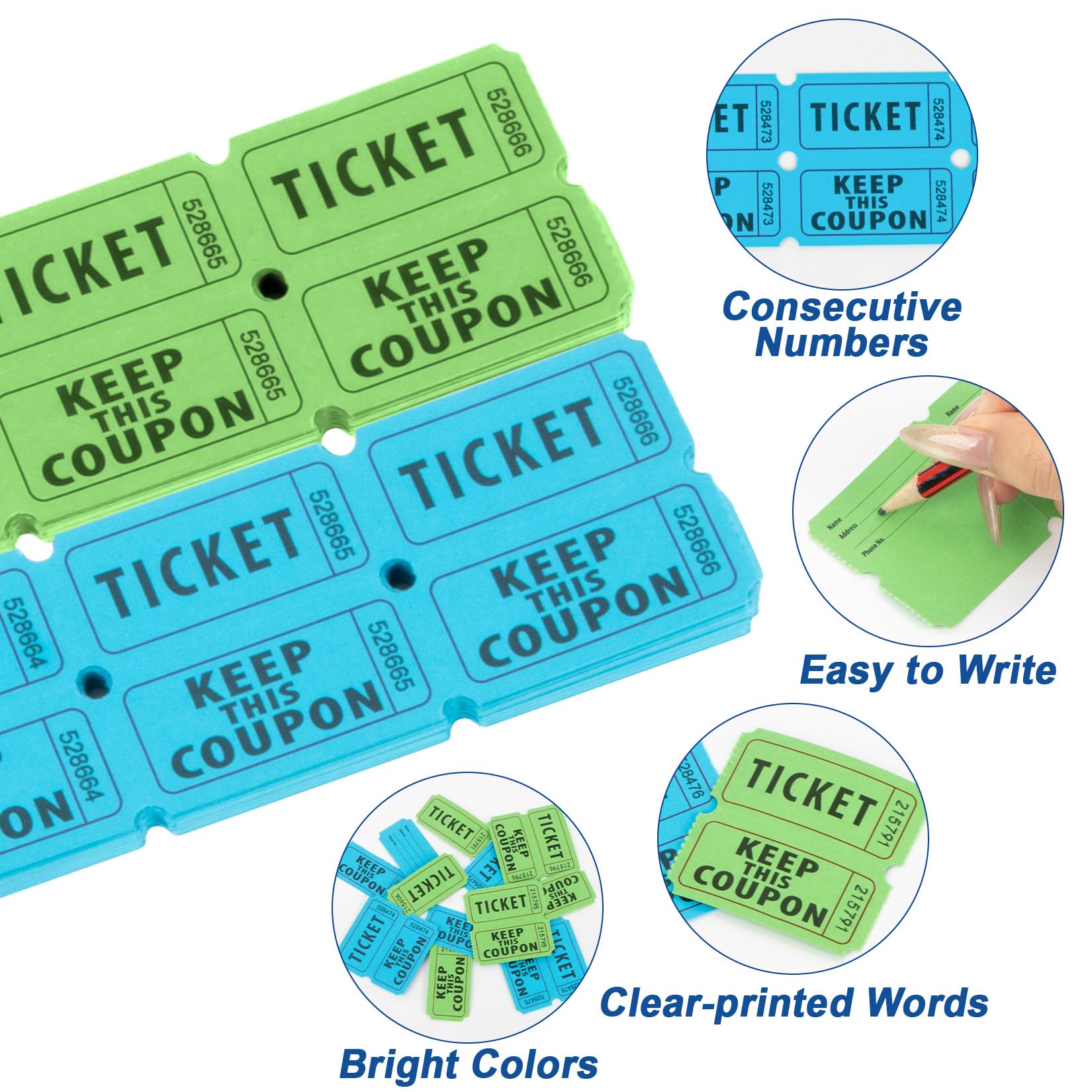 Snapklik.com : Raffle Tickets - 400 PCS Double Roll Raffle Tickets ...