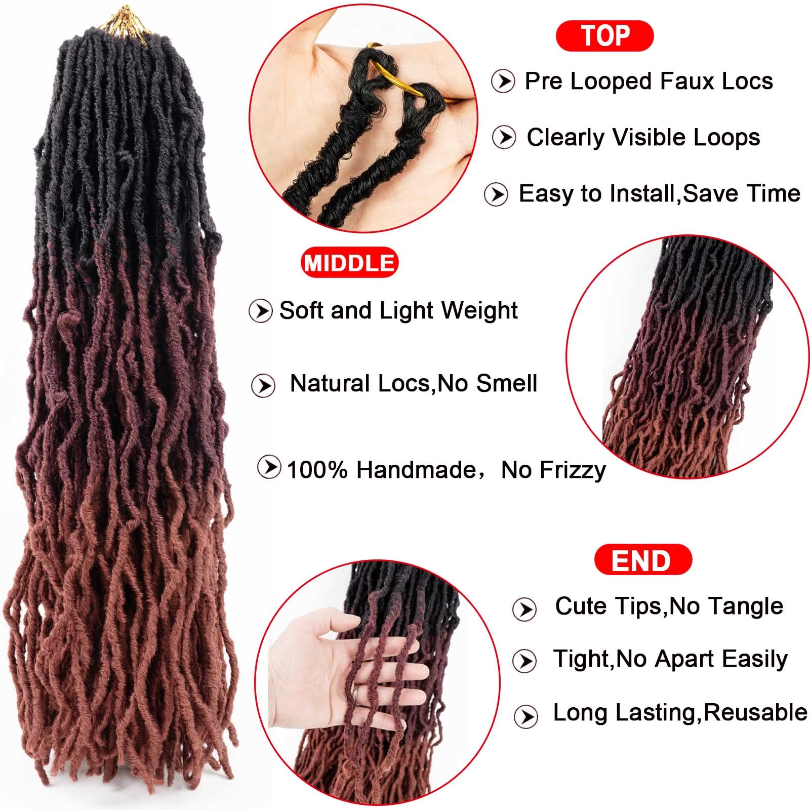 Snapklik.com : Faux Locs Crochet Hair Soft Locs Hair Long 24 Inch 6 ...